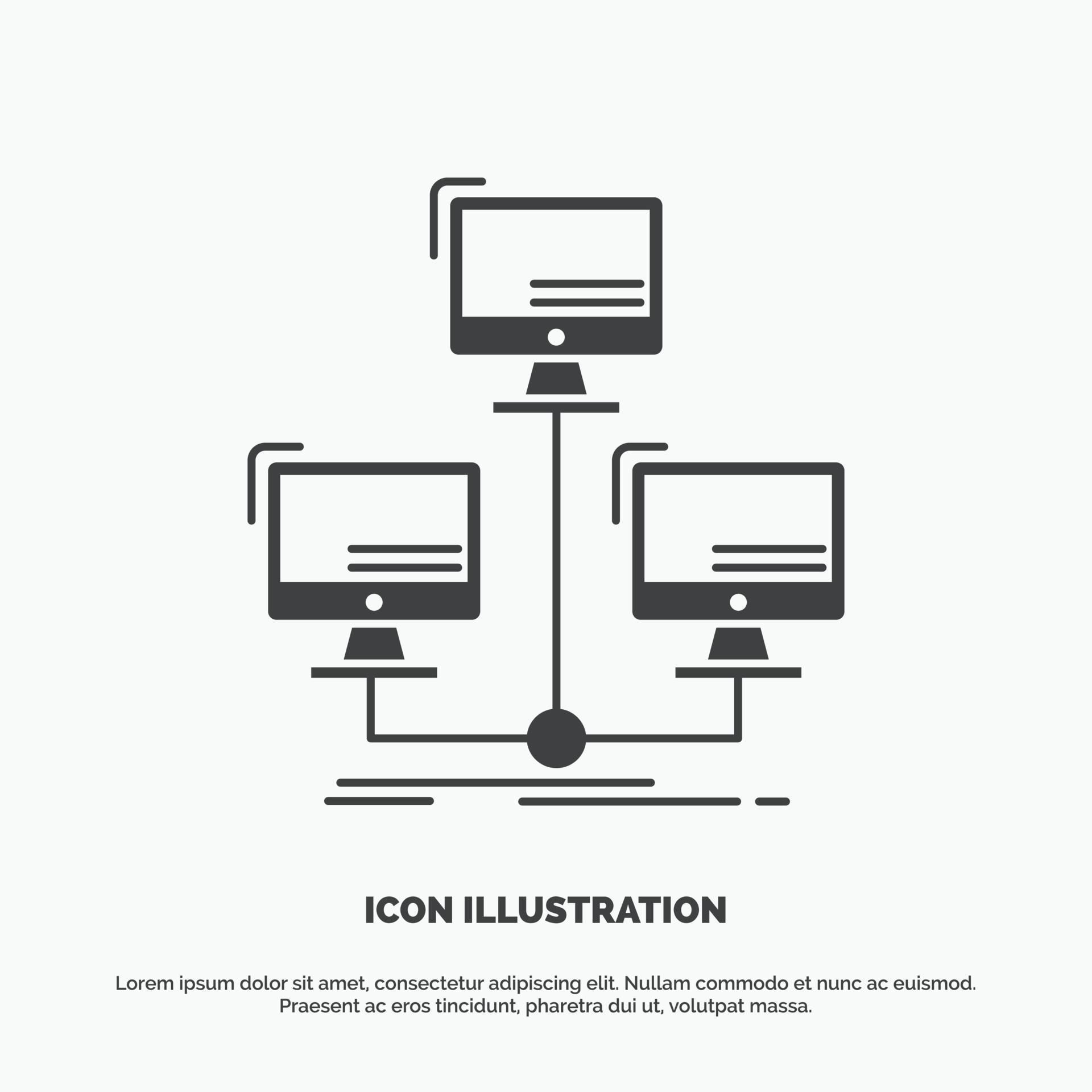 Database Distributed Connection Network Computer Icon Glyph Vector Gray Symbol For Ui And