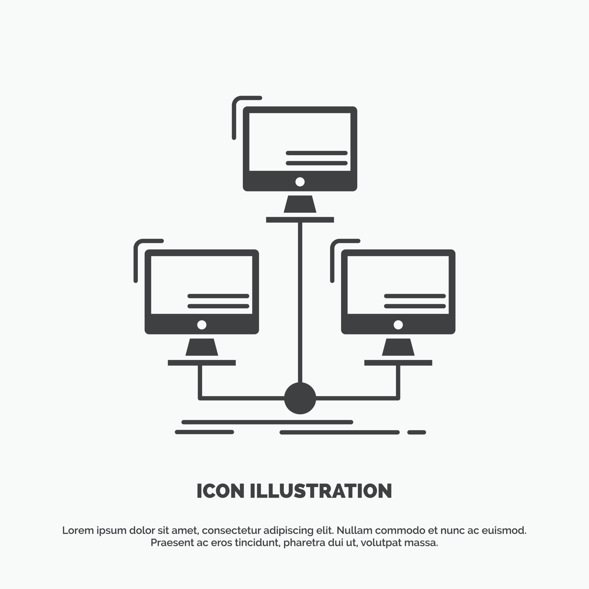 Database Distributed Connection Network Computer Icon Glyph Vector Gray Symbol For Ui And