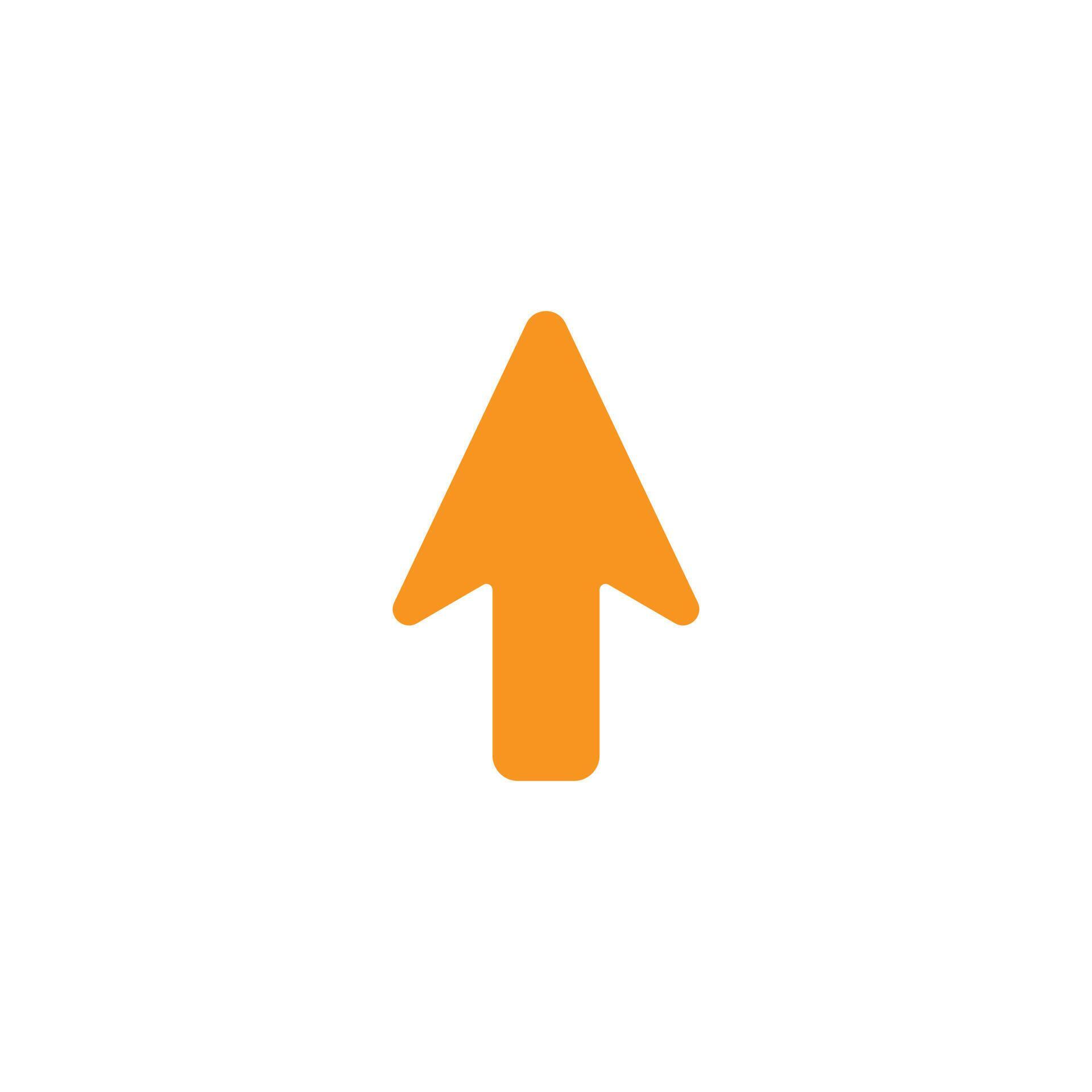 Eps10 Orange Vector Arrow Pointer Abstract Solid Art Icon Isolated On White Background Mouse