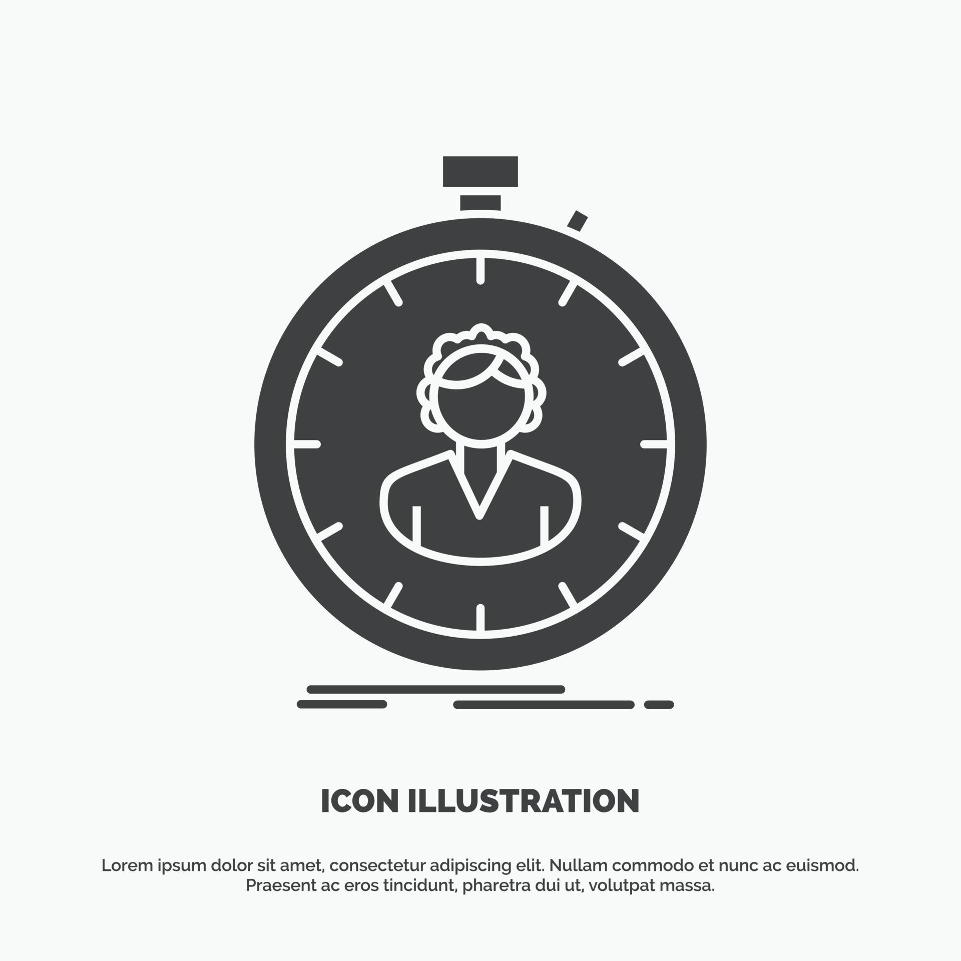 Fast Speed Stopwatch Timer Girl Icon Glyph Vector Gray Symbol For Ui And Ux Website Or
