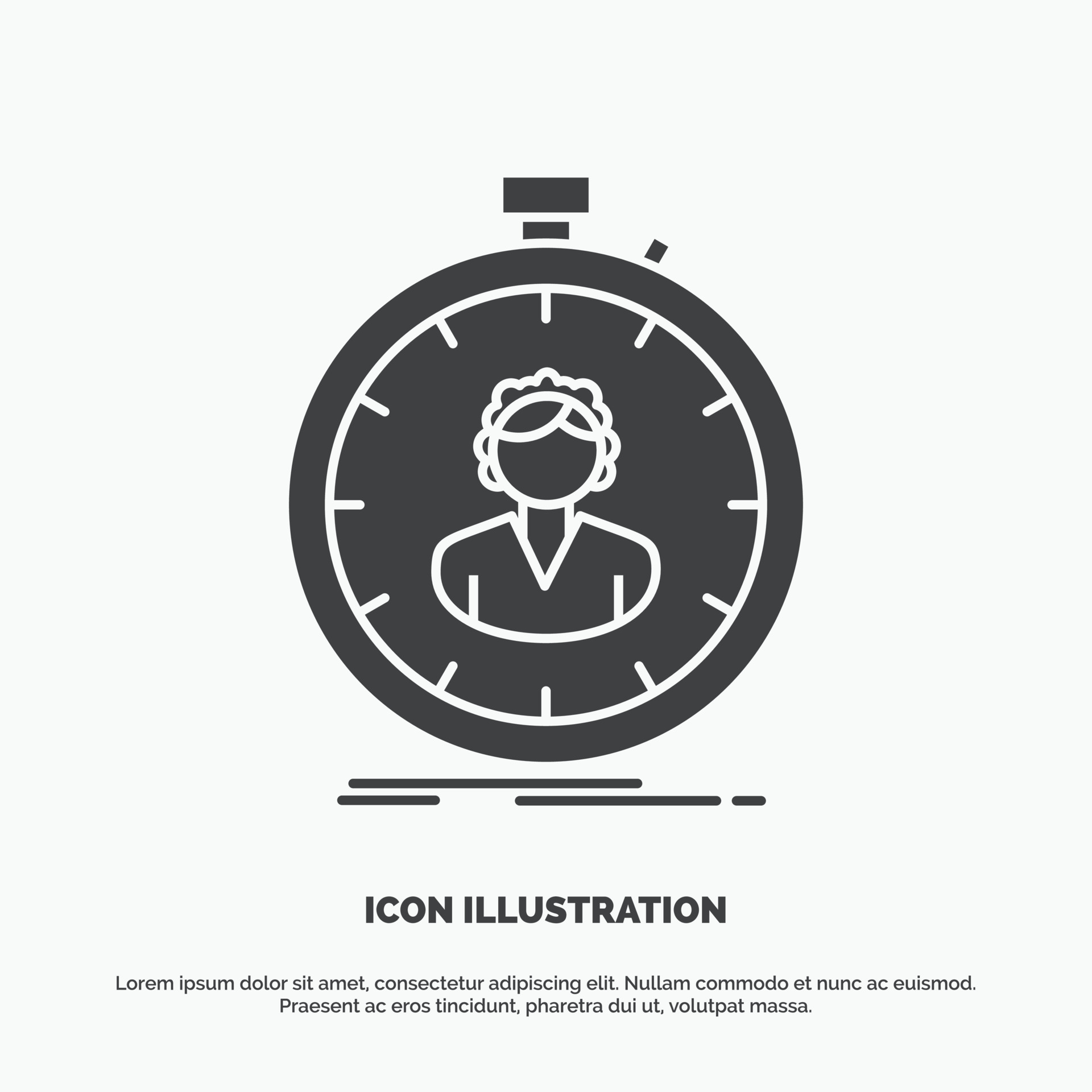 Fast Speed Stopwatch Timer Girl Icon Glyph Vector Gray Symbol For Ui And Ux Website Or