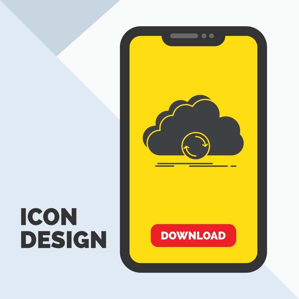 cloud. syncing. sync. data. synchronization Glyph Icon in Mobile for Download Page. Yellow ...