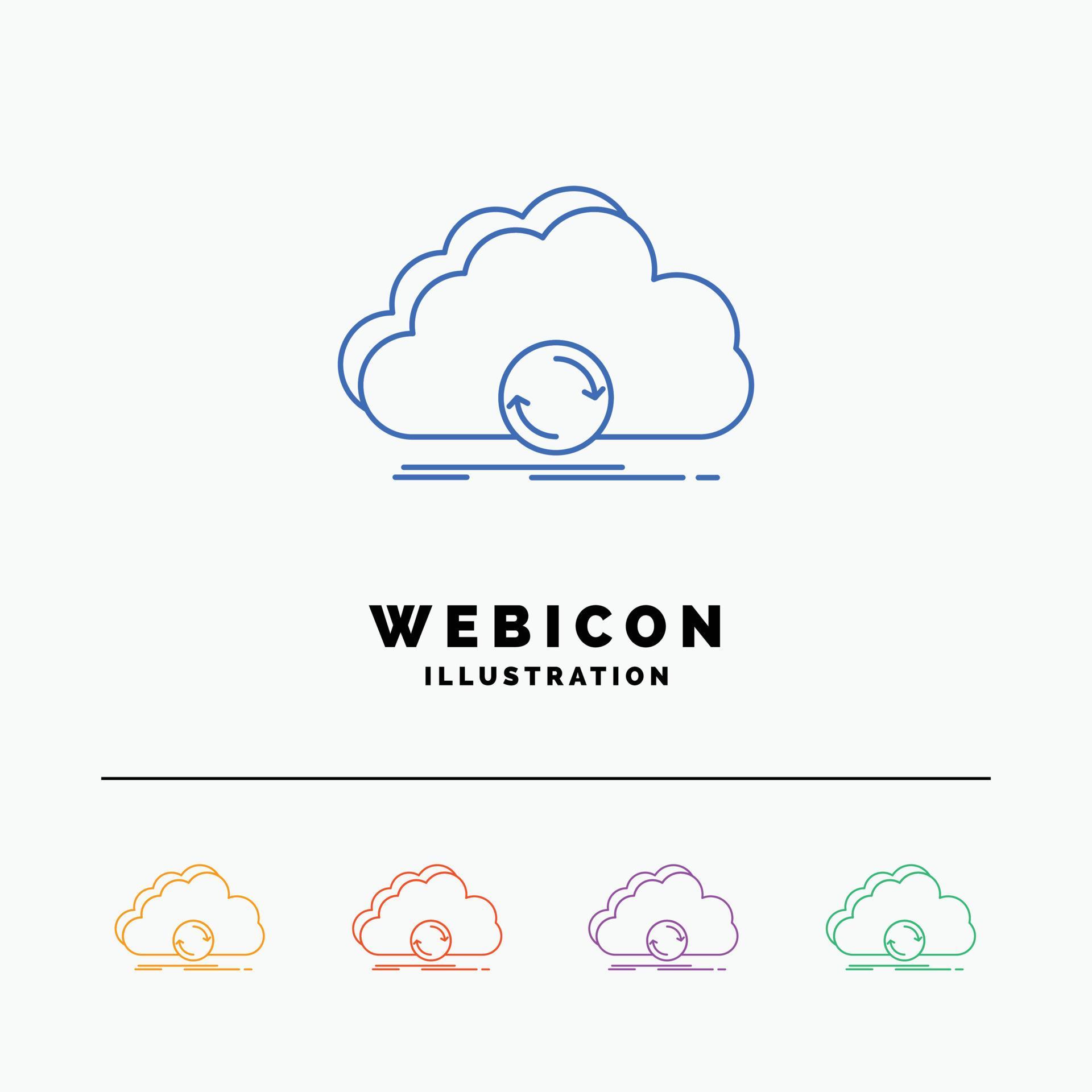 Cloud Syncing Sync Data Synchronization 5 Color Line Web Icon Template Isolated On White