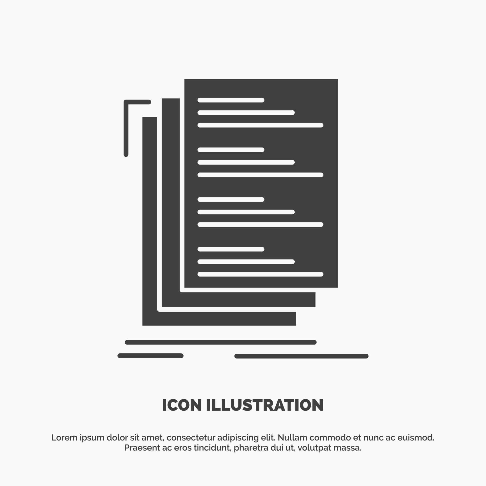 Code. coding. compile. files. list Icon. glyph vector gray symbol for UI and UX. website or ...
