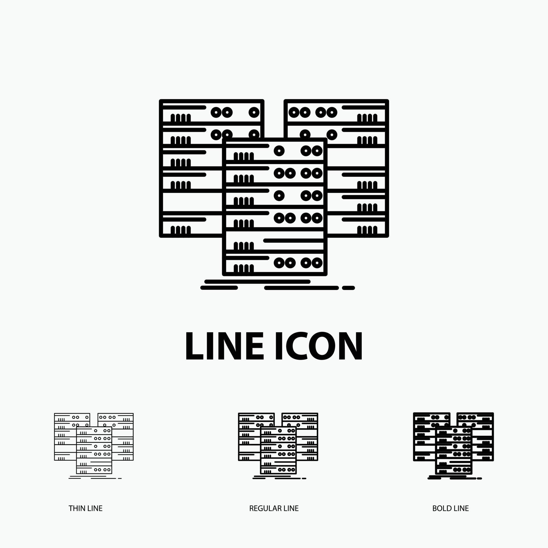 Center. centre. data. database. server Icon in Thin. Regular and Bold Line Style. Vector ...