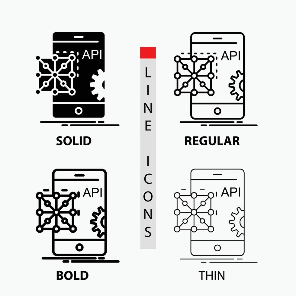 Api Application Coding Development Mobile Icon In Thin Regular Bold Line And Glyph Style