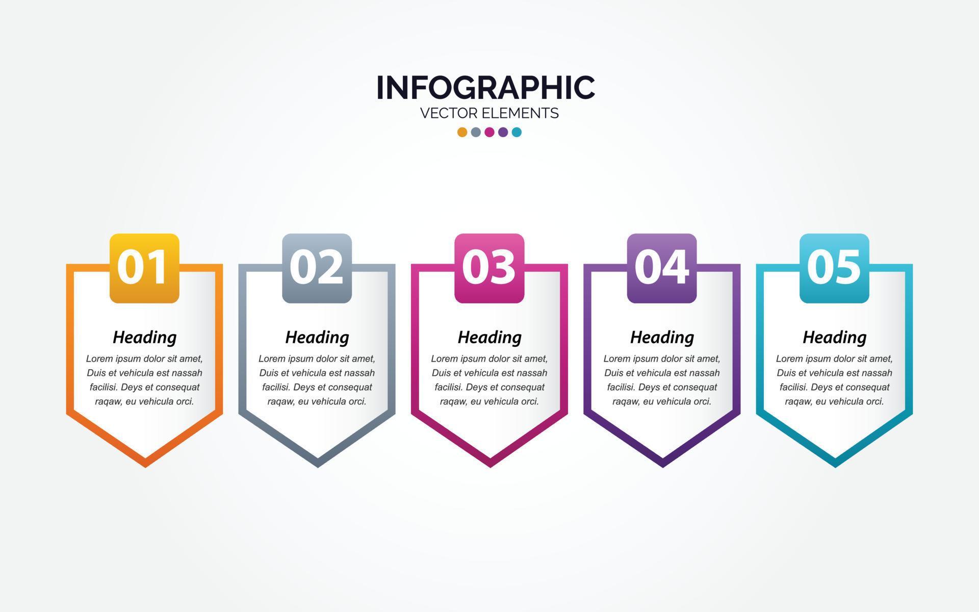 Vector Horizontal Infographic Design With Icons. 5 Options Or 5 Steps
