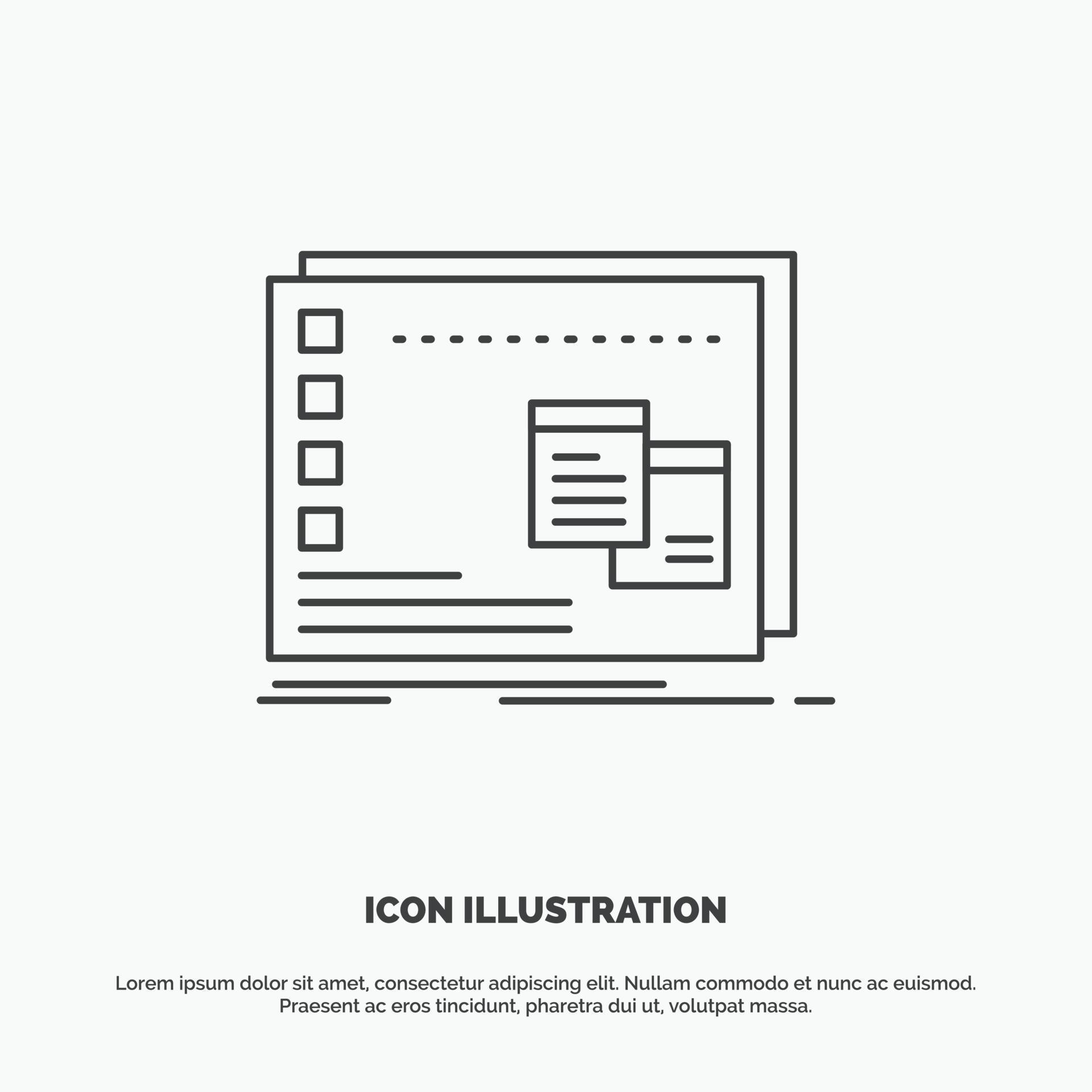 Window. Mac. operational. os. program Icon. Line vector gray symbol for UI and UX. website or ...