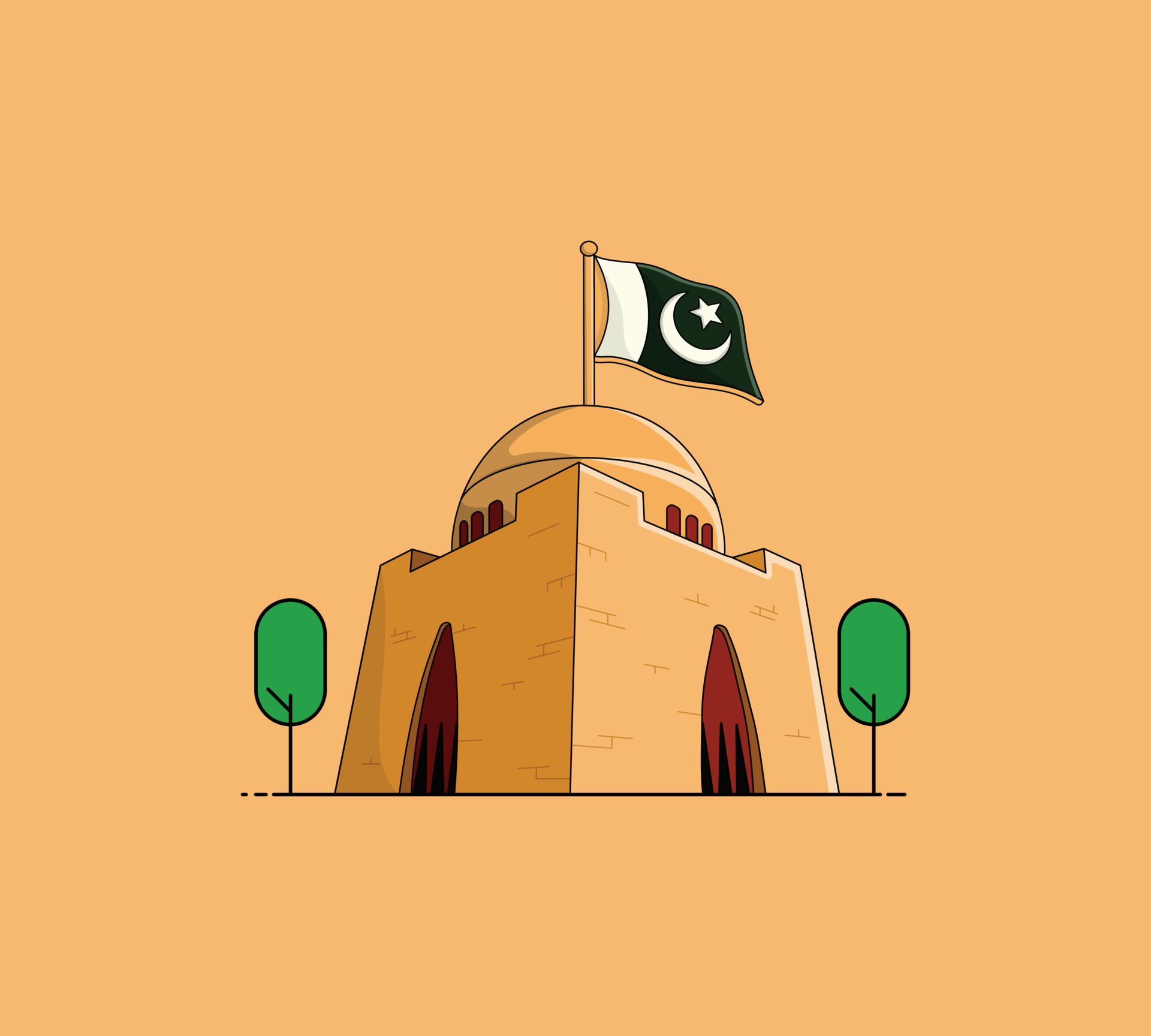 Mazar e Quaid vector illustration. Pakistan national flag. Quaid e Azam ... Mazar e Quaid vector illustration. Pakistan national flag. Quaid e Azam ...