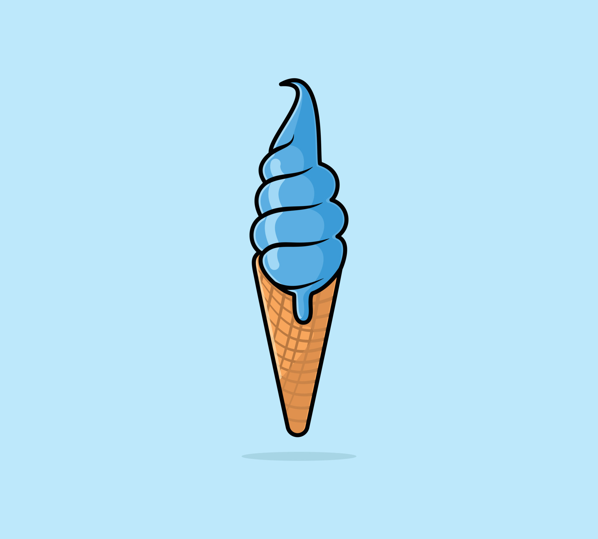 Sweet Melting Ice Cream Cone Cartoon Vector Illustration Melting Ice Cream In Waffle Cone Icon