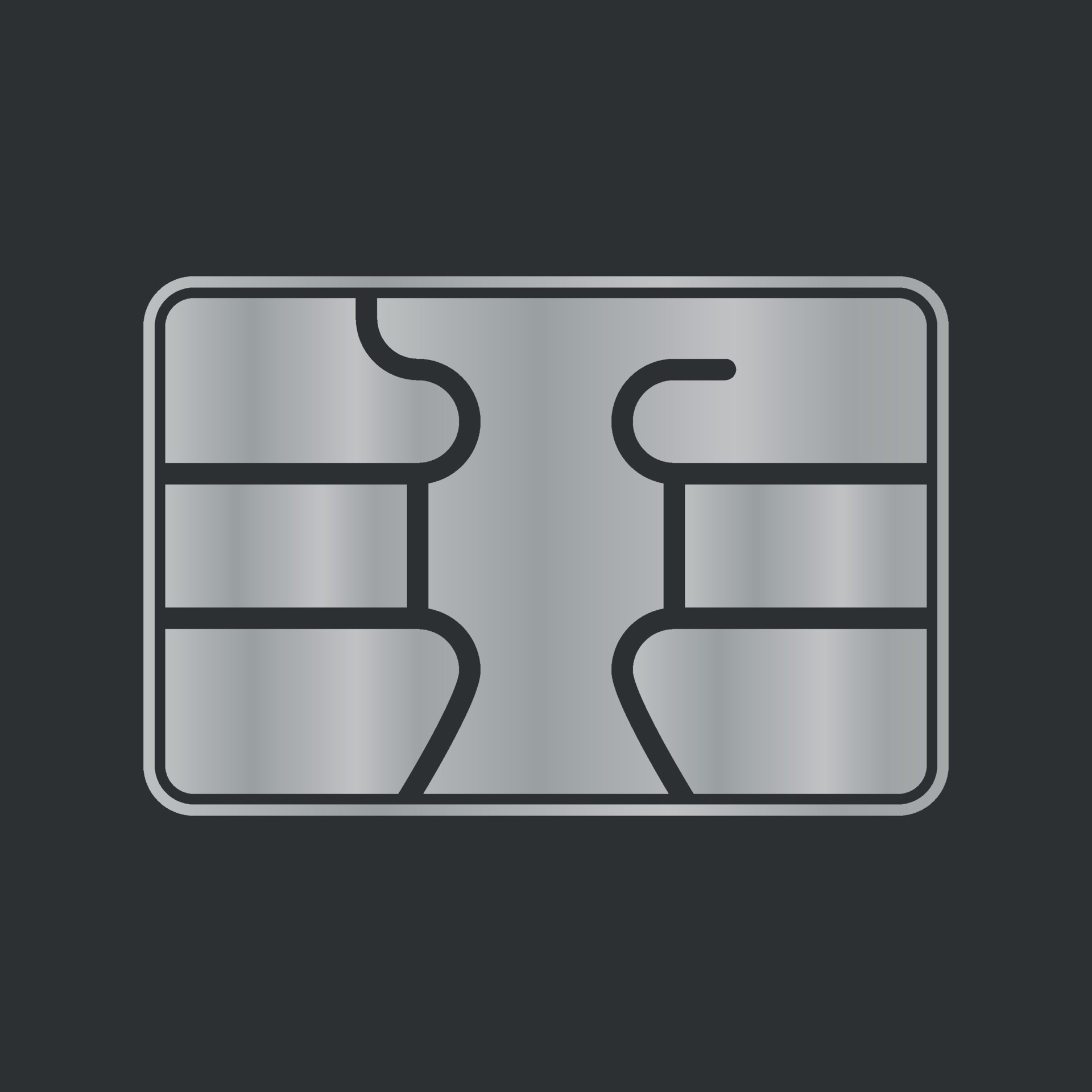 Tarjeta Con Chip De Plata Teléfono O Tarjeta Bancaria Ilustración Vectorial Sobre Fondo Negro