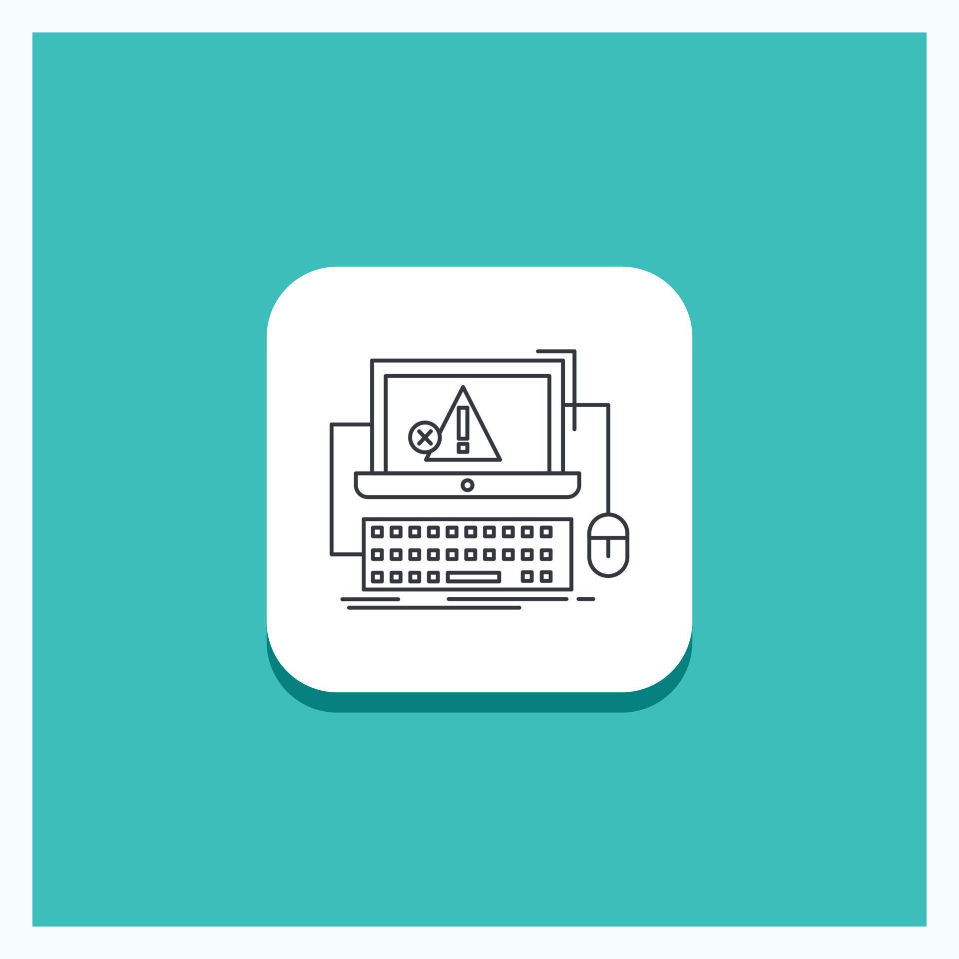Round Button for Computer. crash. error. failure. system Line icon Turquoise Background 13044132 ...