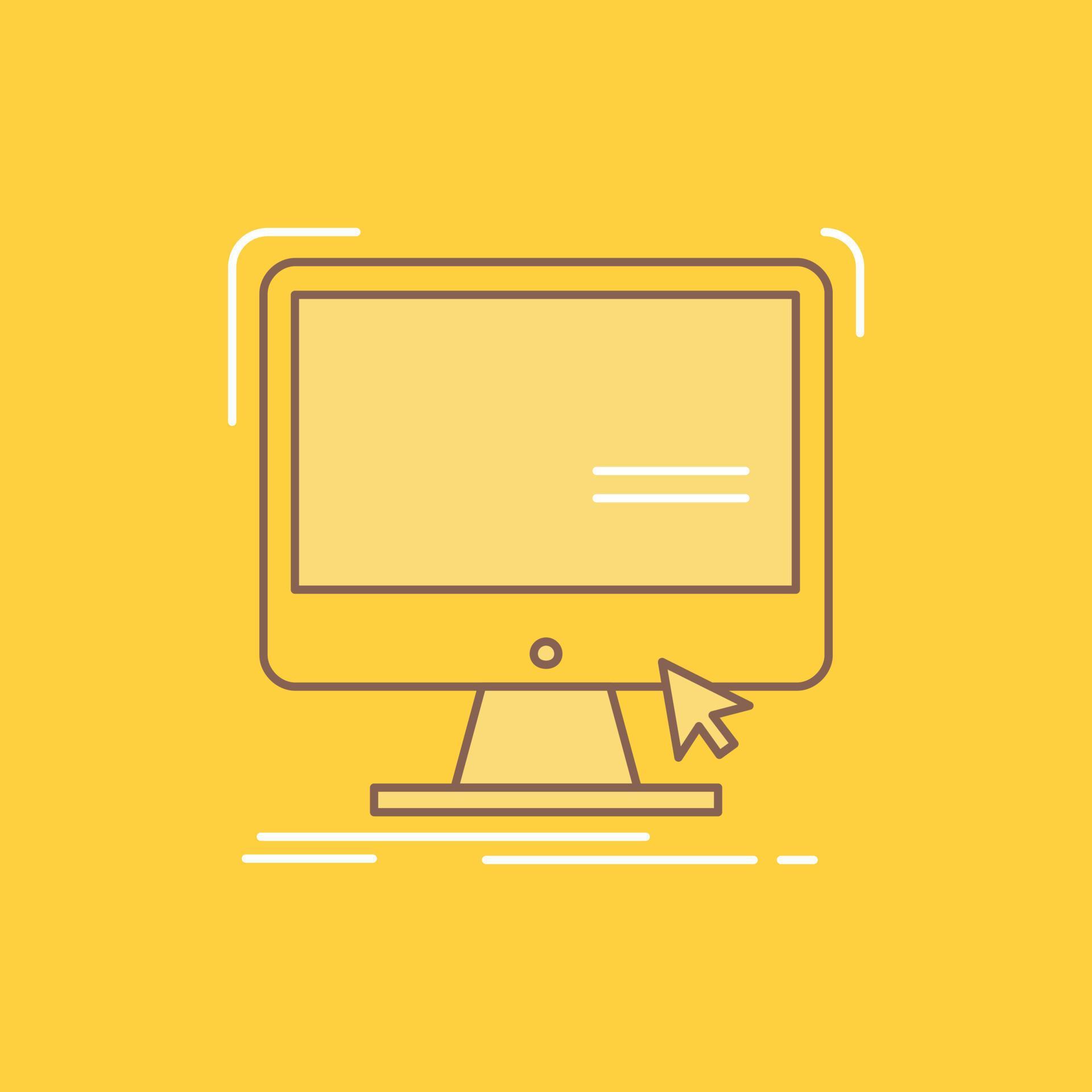 Control. computer. monitor. remote. smart Flat Line Filled Icon. Beautiful Logo button over ...