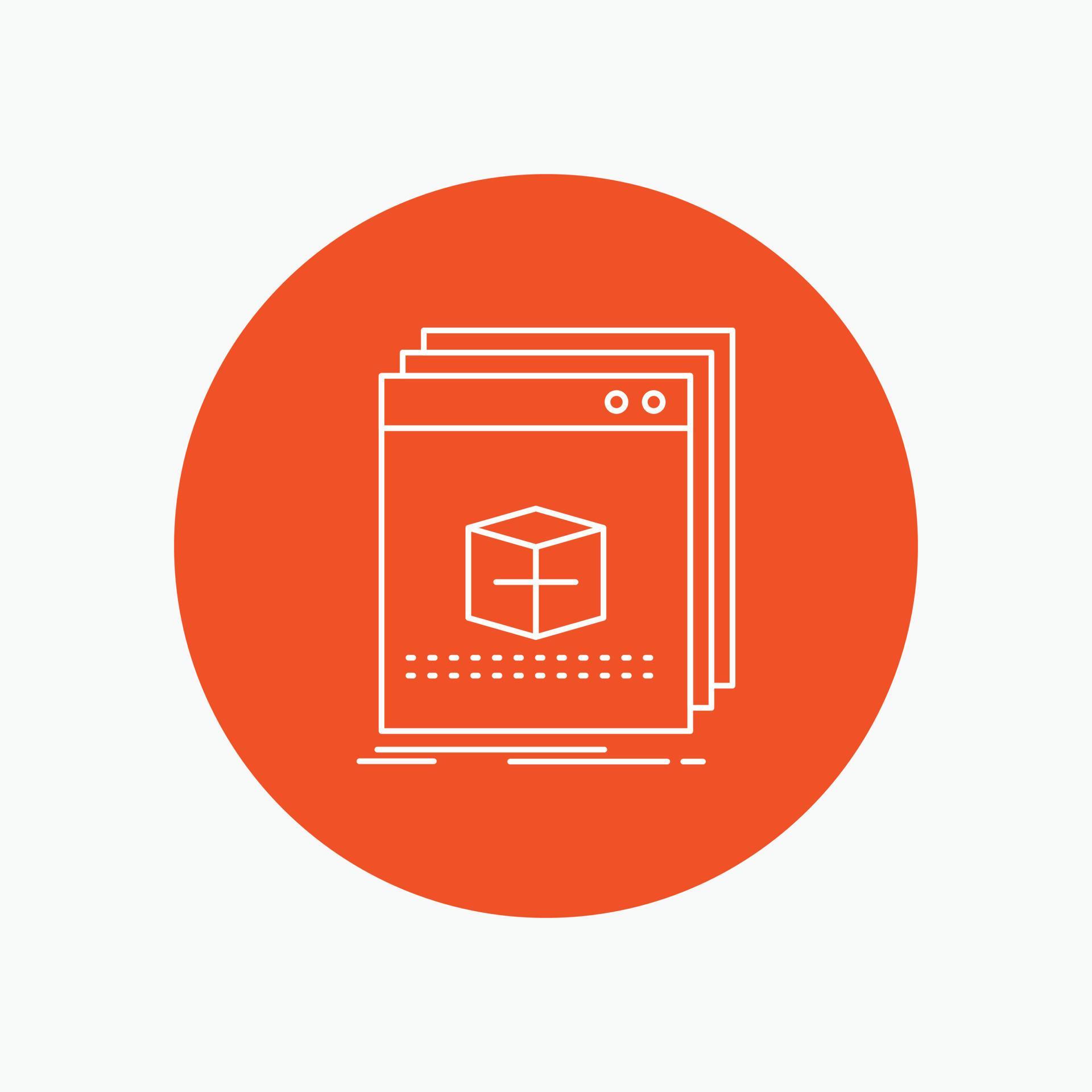 Software App Application File Program White Line Icon In Circle Background Vector Icon