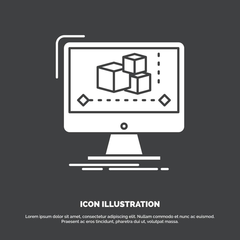 Animation. computer. editor. monitor. software Icon. glyph vector symbol for UI and UX. website ...