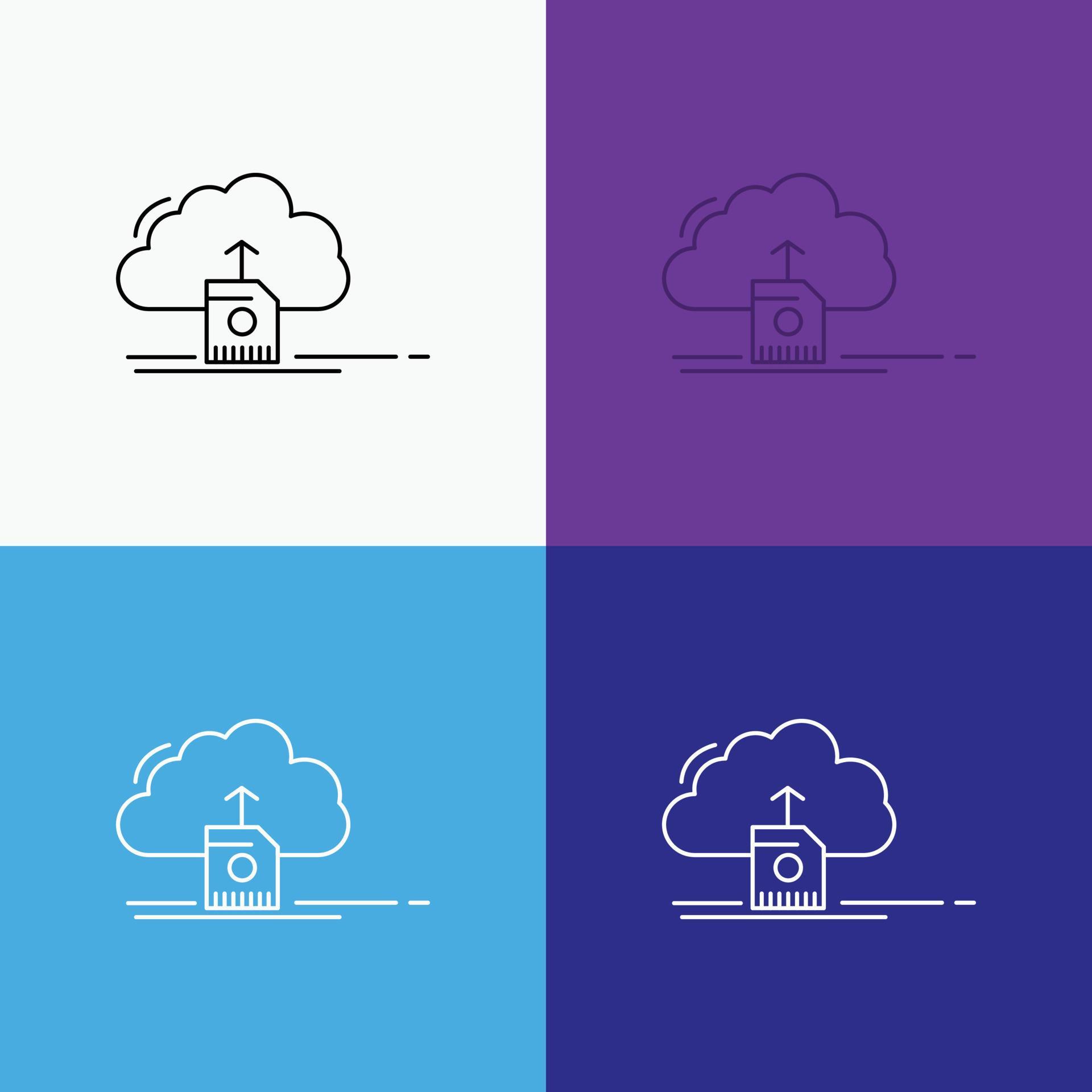 Cloud Upload Save Data Computing Icon Over Various Background Line