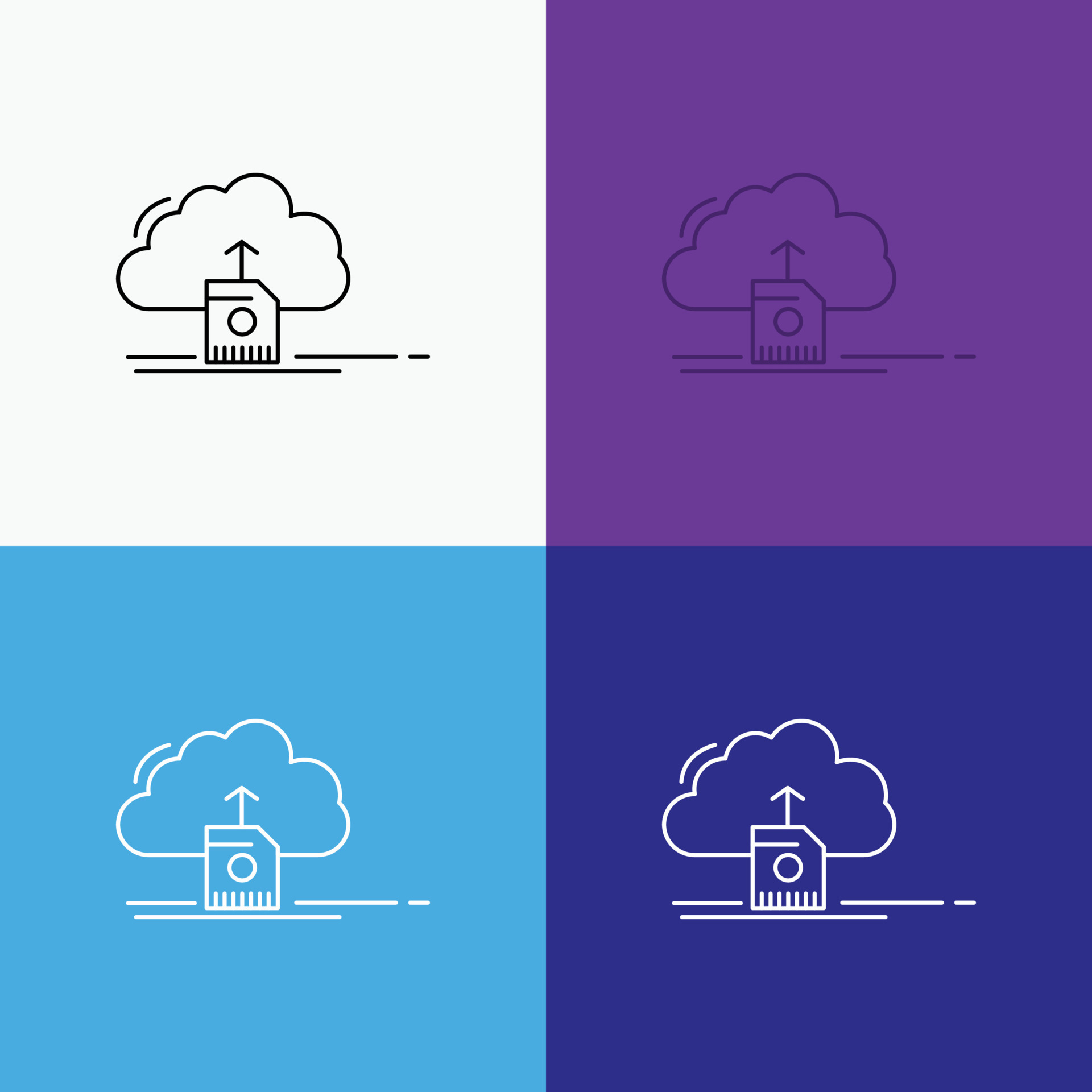 Cloud Upload Save Data Computing Icon Over Various Background Line