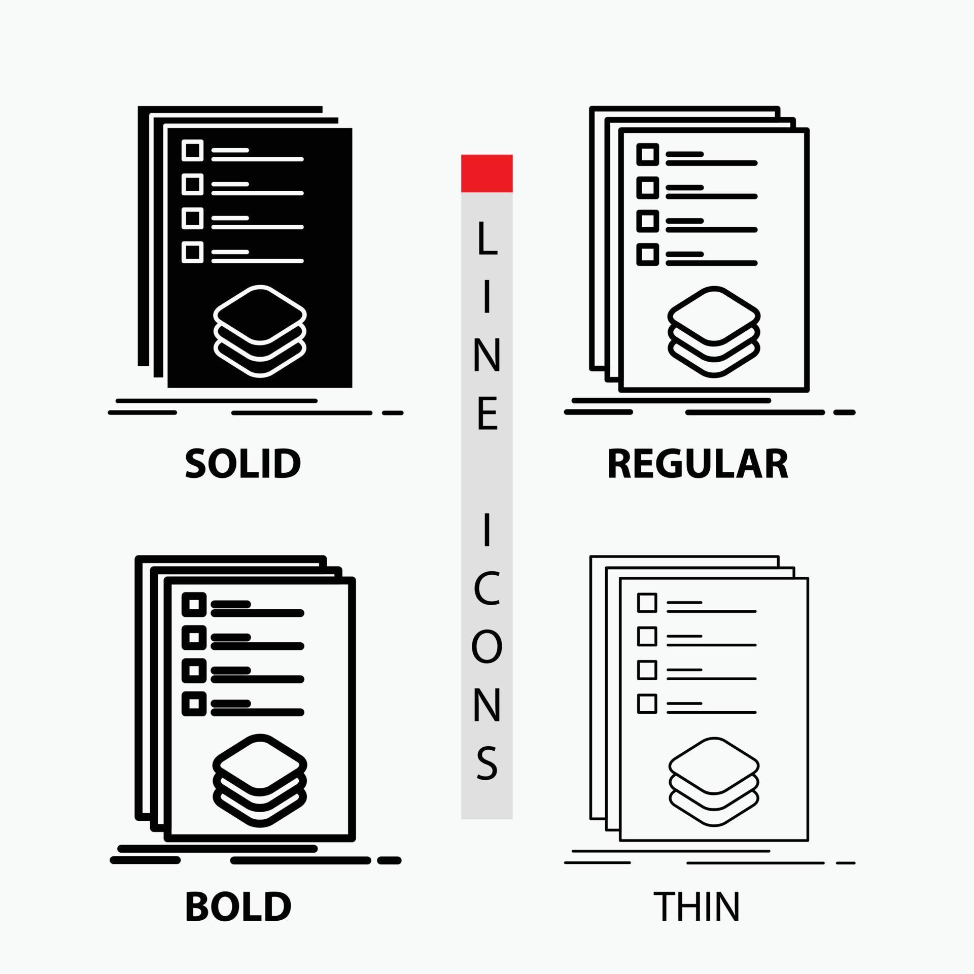 Categories Check List Listing Mark Icon In Thin Regular Bold Line And Glyph Style Vector