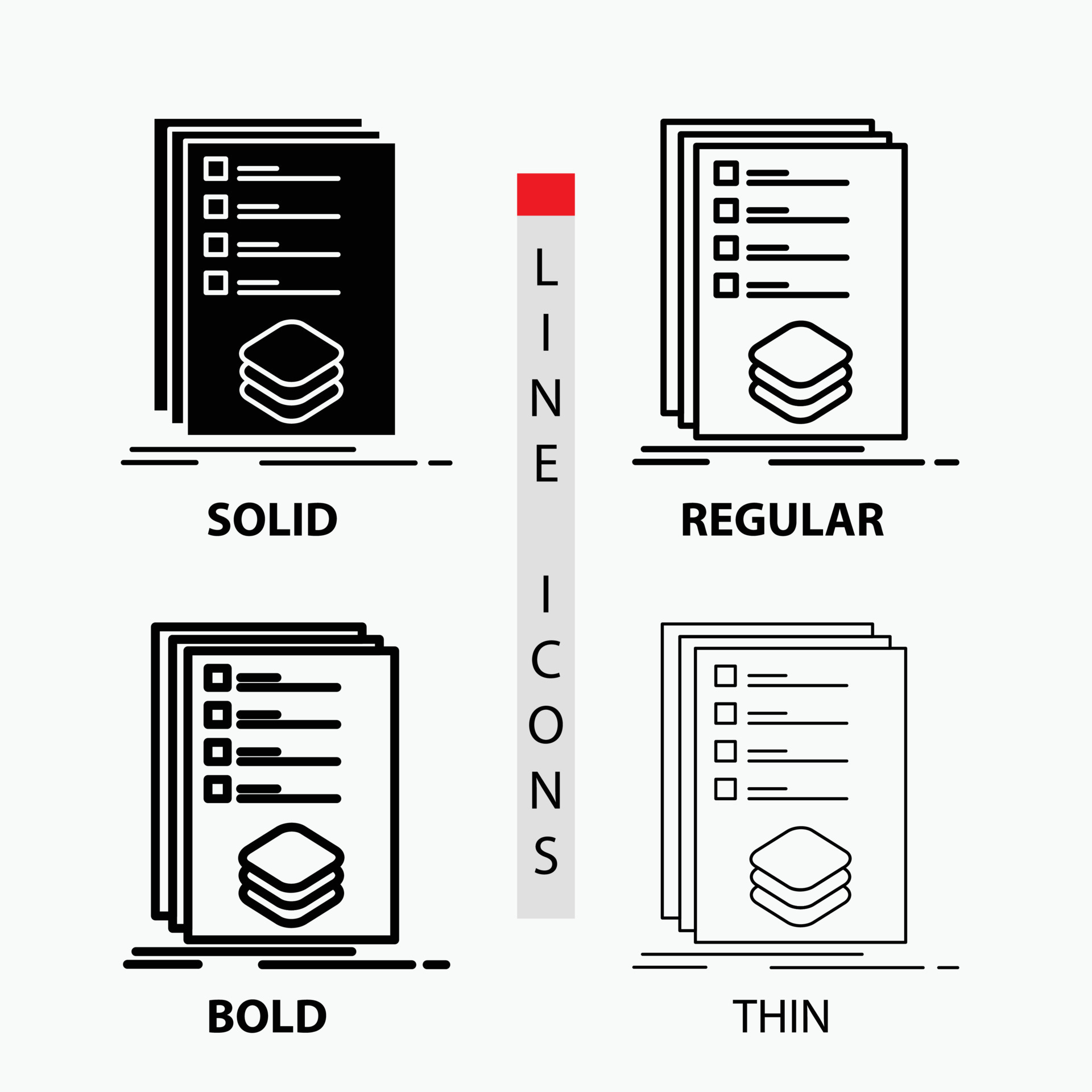 Categories Check List Listing Mark Icon In Thin Regular Bold Line And Glyph Style Vector