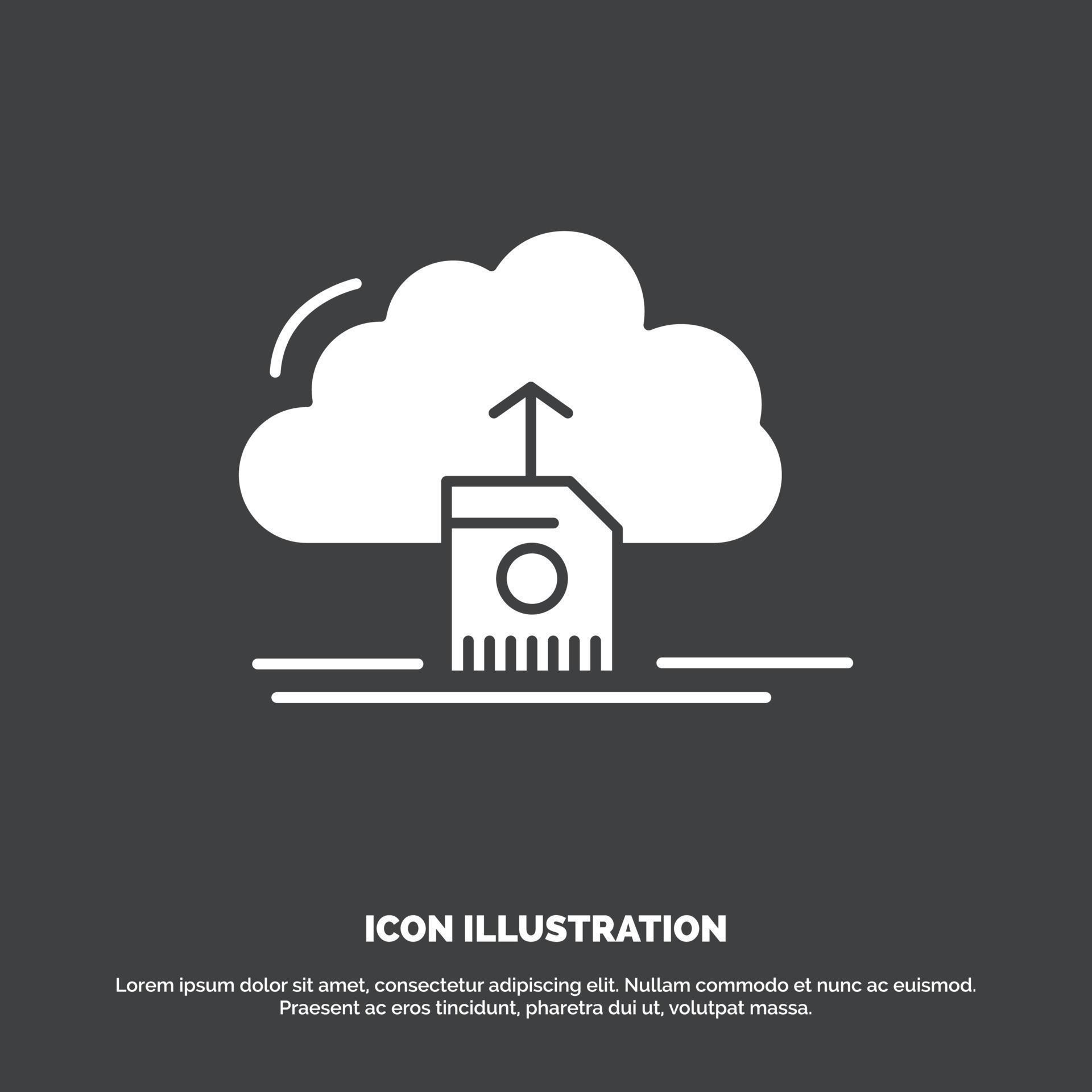 Cloud Upload Save Data Computing Icon Glyph Vector Symbol For Ui And Ux Website Or Mobile