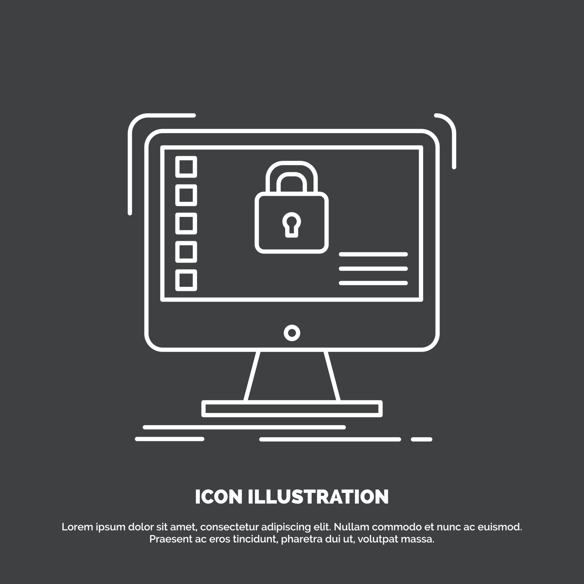 Secure Protection Safe System Data Icon Line Vector Symbol For Ui