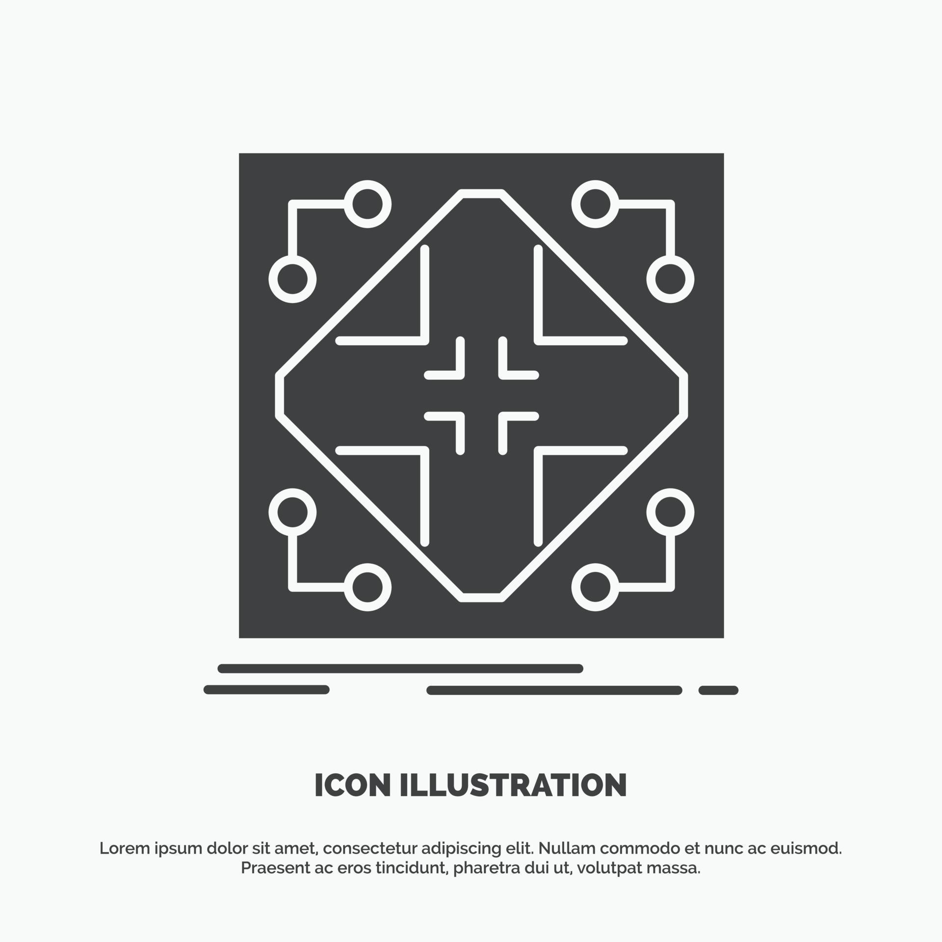 Data Infrastructure Network Matrix Grid Icon Glyph Vector Gray