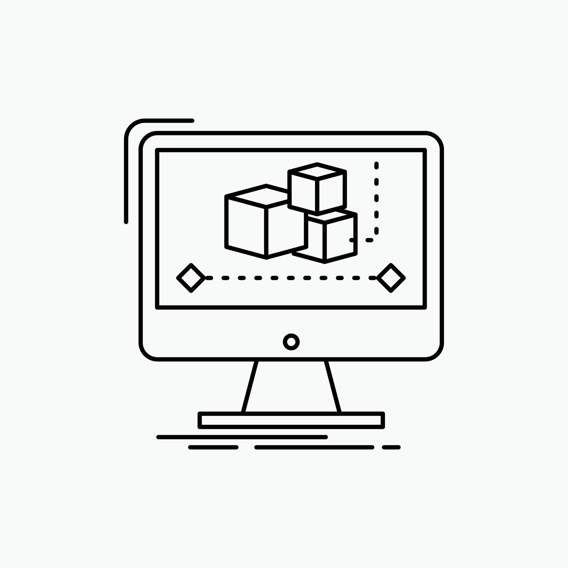 Animation Computer Editor Monitor Software Line Icon Vector