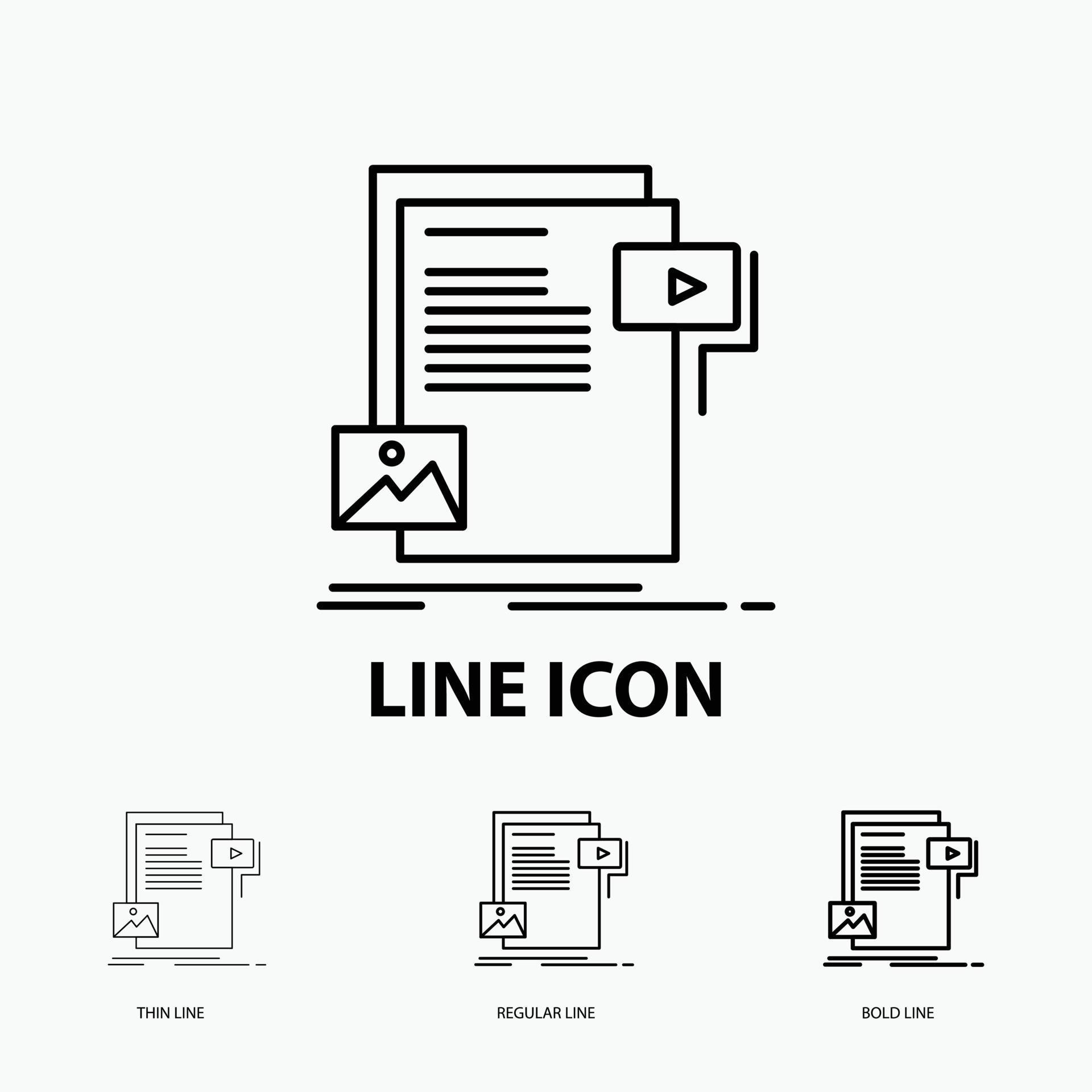 data. document. file. media. website Icon in Thin. Regular and Bold Line Style. Vector ...
