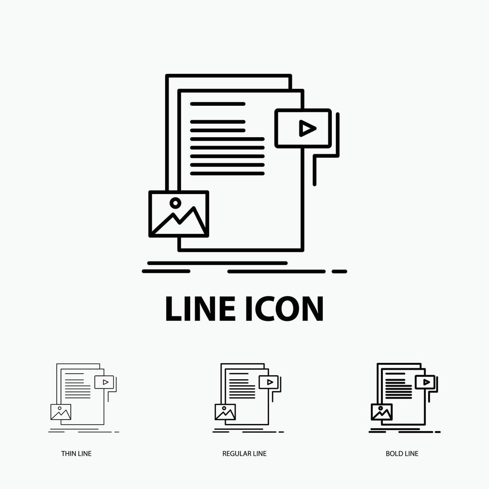 Data Document File Media Website Icon In Thin Regular And Bold Line Style Vector