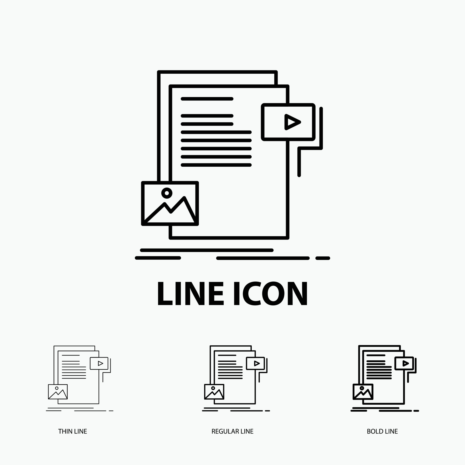 data. document. file. media. website Icon in Thin. Regular and Bold Line Style. Vector ...