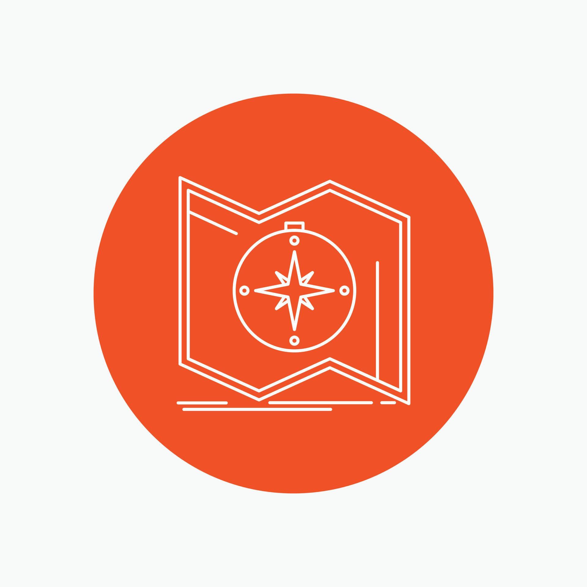 Direction Explore Map Navigate Navigation White Line Icon In Circle