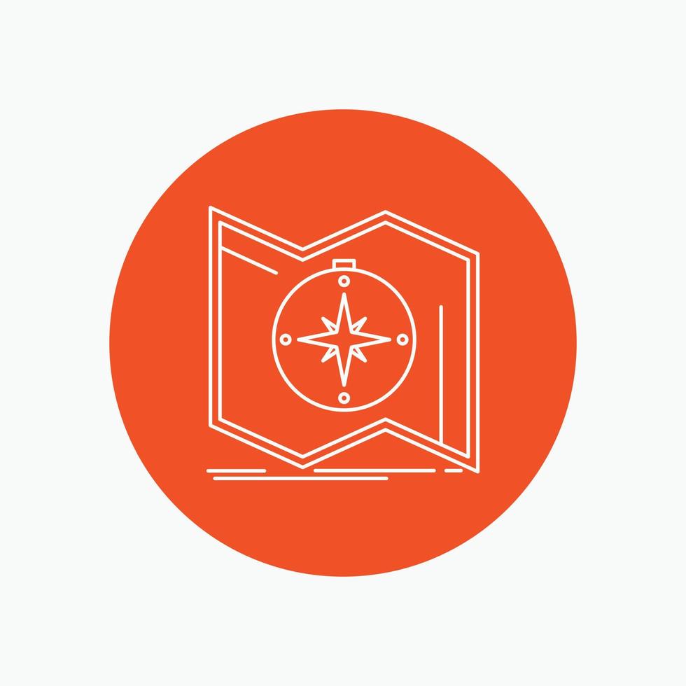 Direction Explore Map Navigate Navigation White Line Icon In Circle