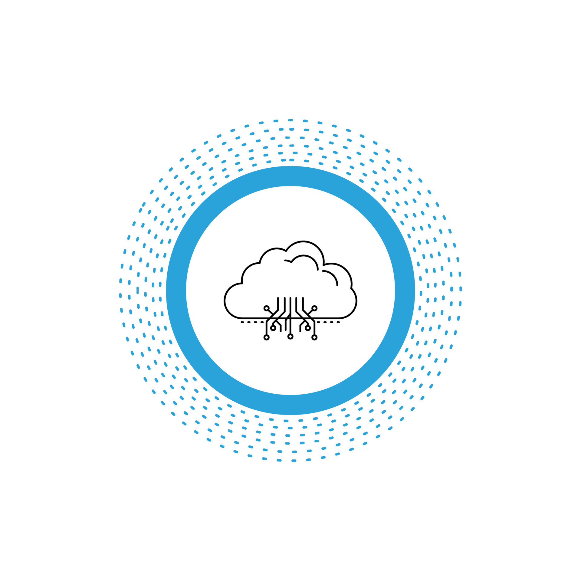 Cloud Computing Data Hosting Network Line Icon Vector Isolated