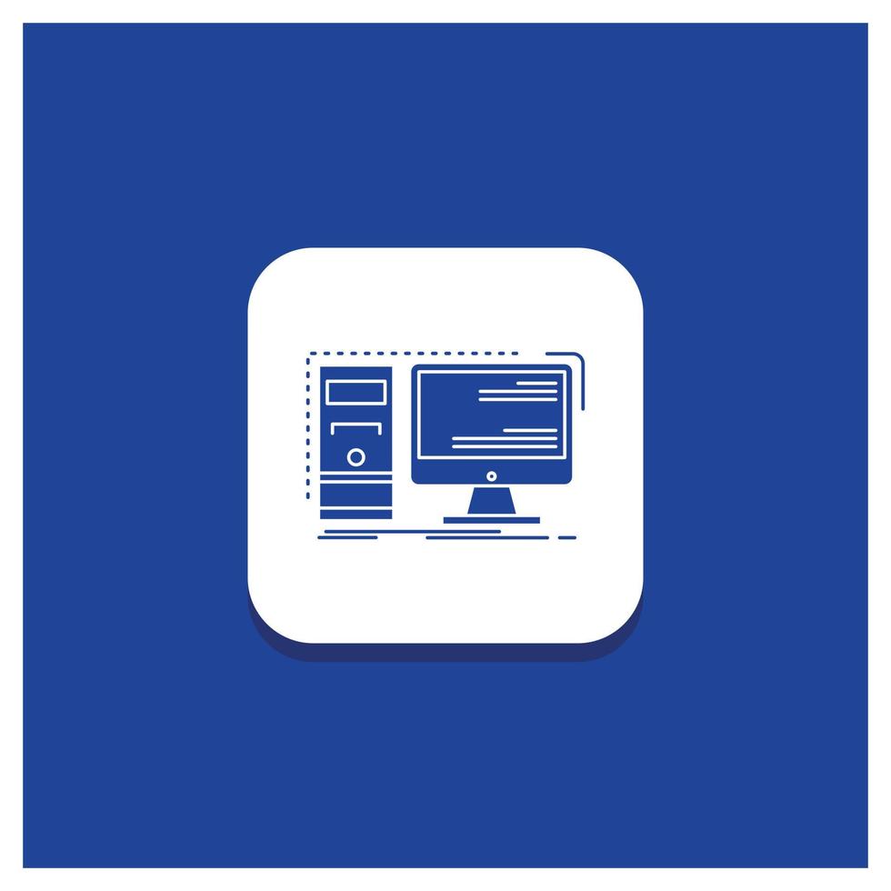 Blue Round Button For Computer Desktop Hardware Workstation System