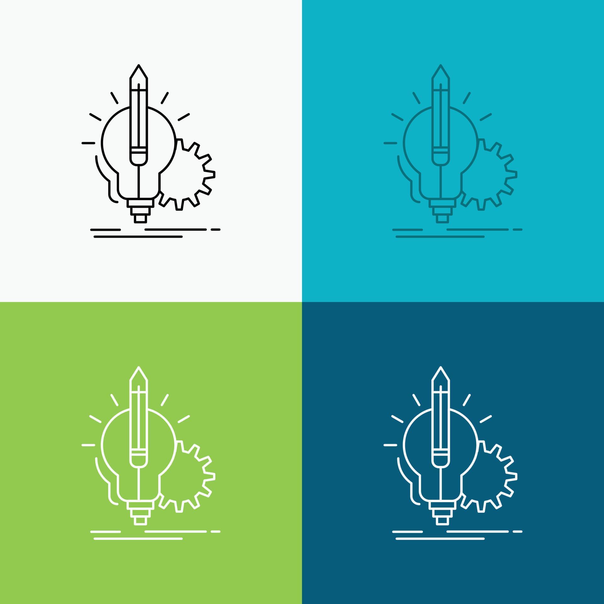Idea. insight. key. lamp. lightbulb Icon Over Various Background. Line style design. designed ...