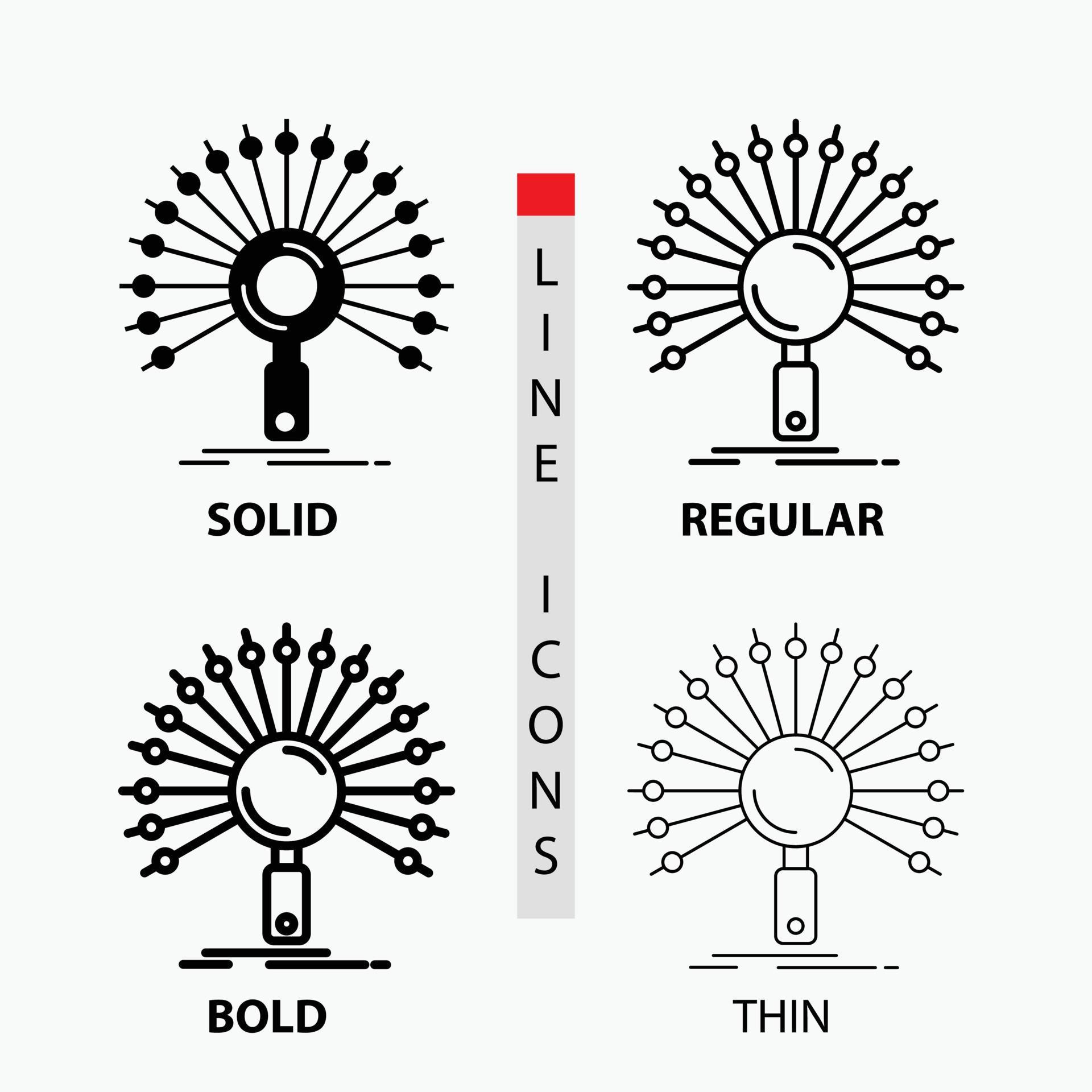 Data Information Informational Network Retrieval Icon In Thin Regular Bold Line And Glyph