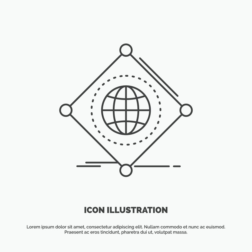 IOT. internet. things. of. global Icon. Line vector gray symbol for UI and UX. website or mobile ...