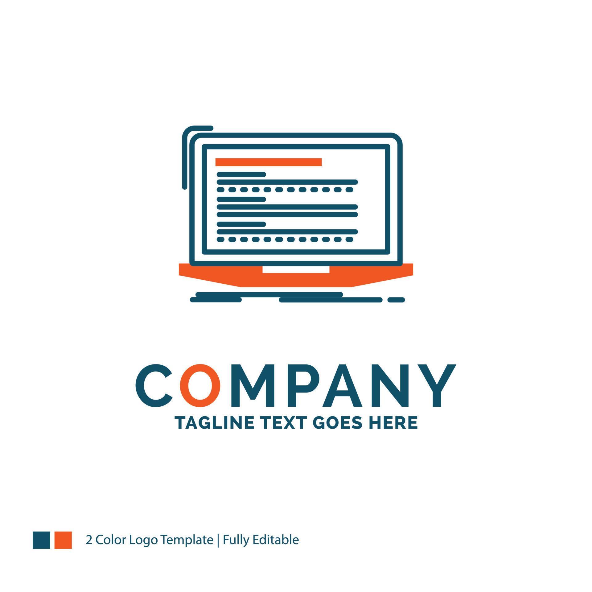 Code Coding Computer Monoblock Laptop Logo Design Blue And Orange Brand Name Design Place