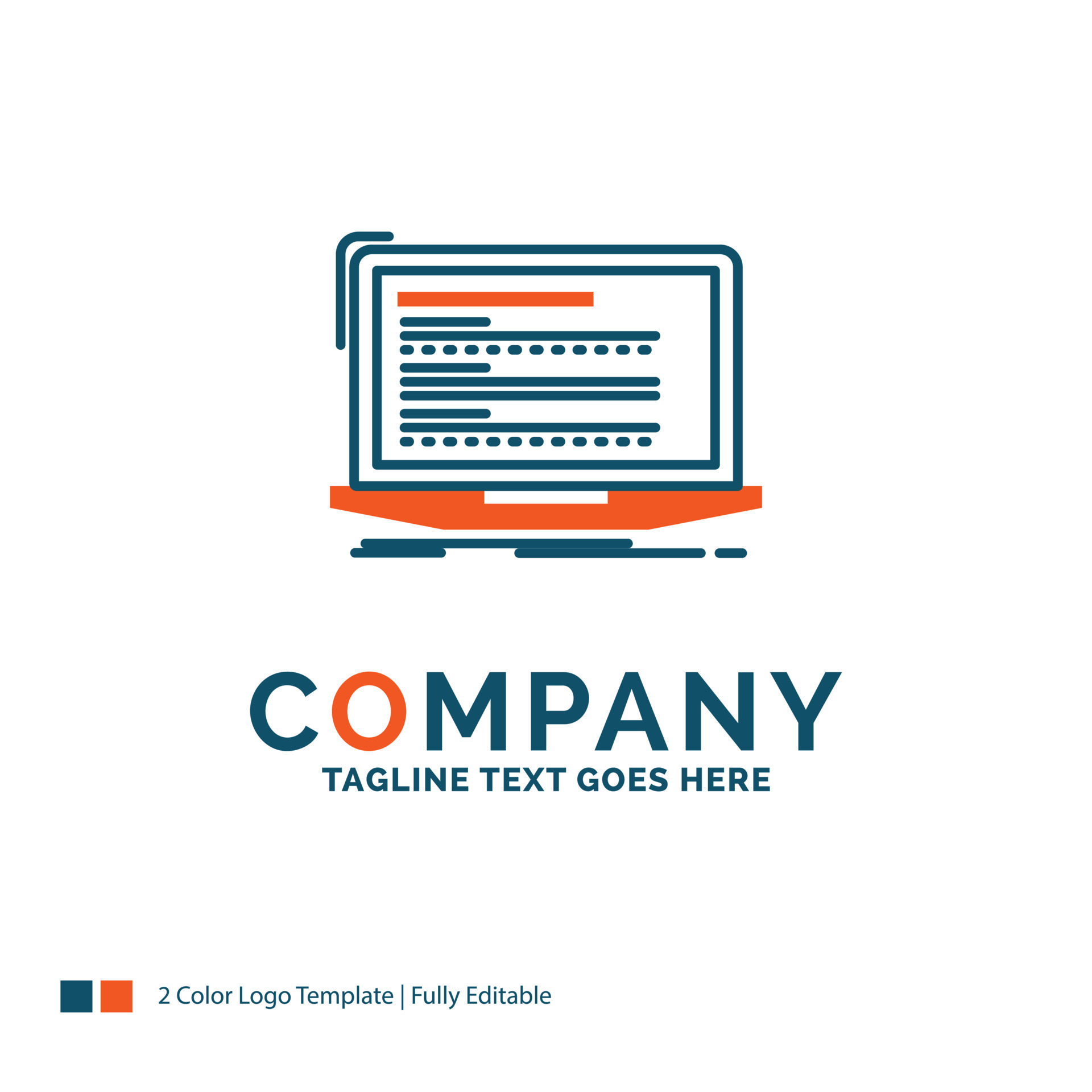 Code Coding Computer Monoblock Laptop Logo Design Blue And Orange Brand Name Design Place
