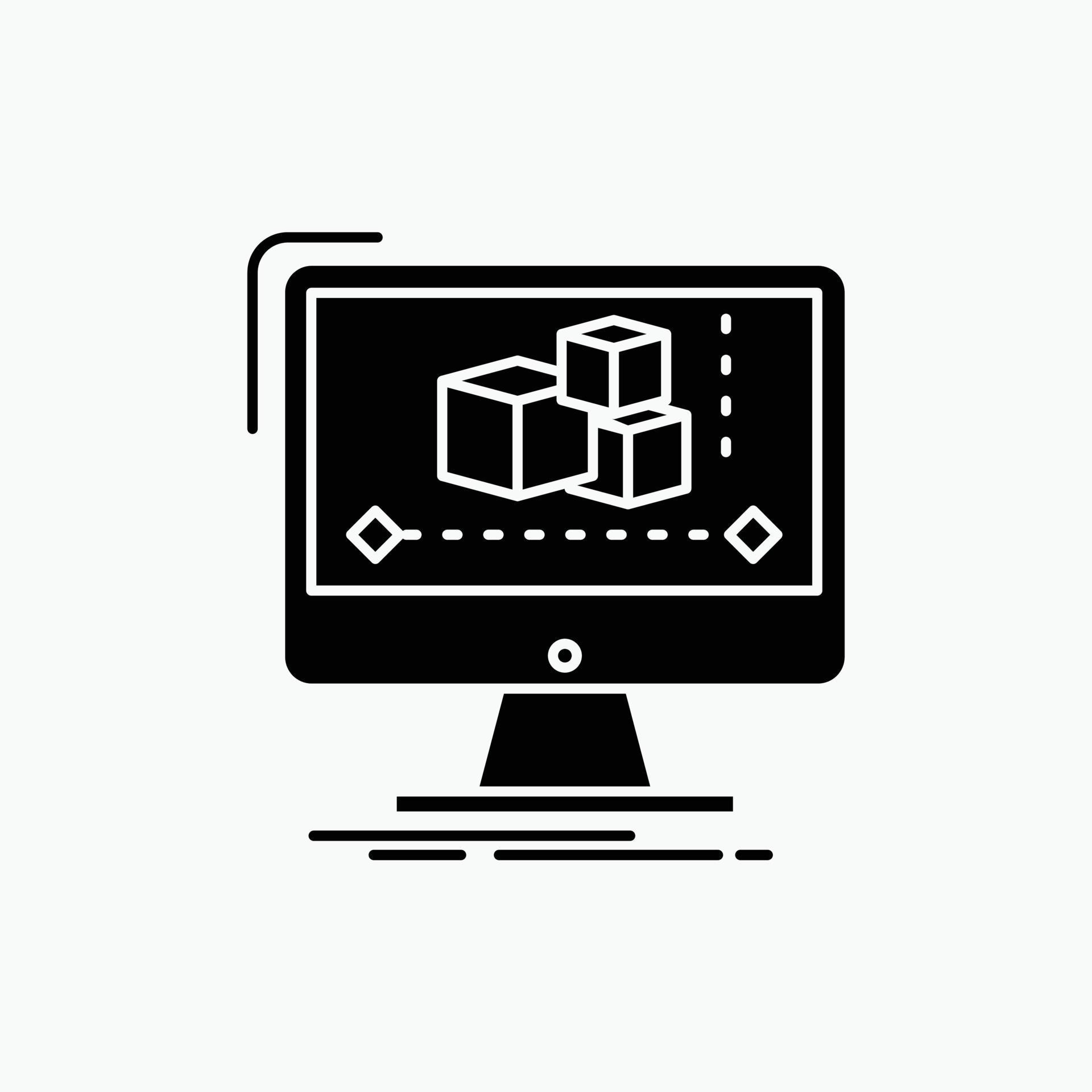 Animation Computer Editor Monitor Software Glyph Icon Vector Isolated Illustration 13045415