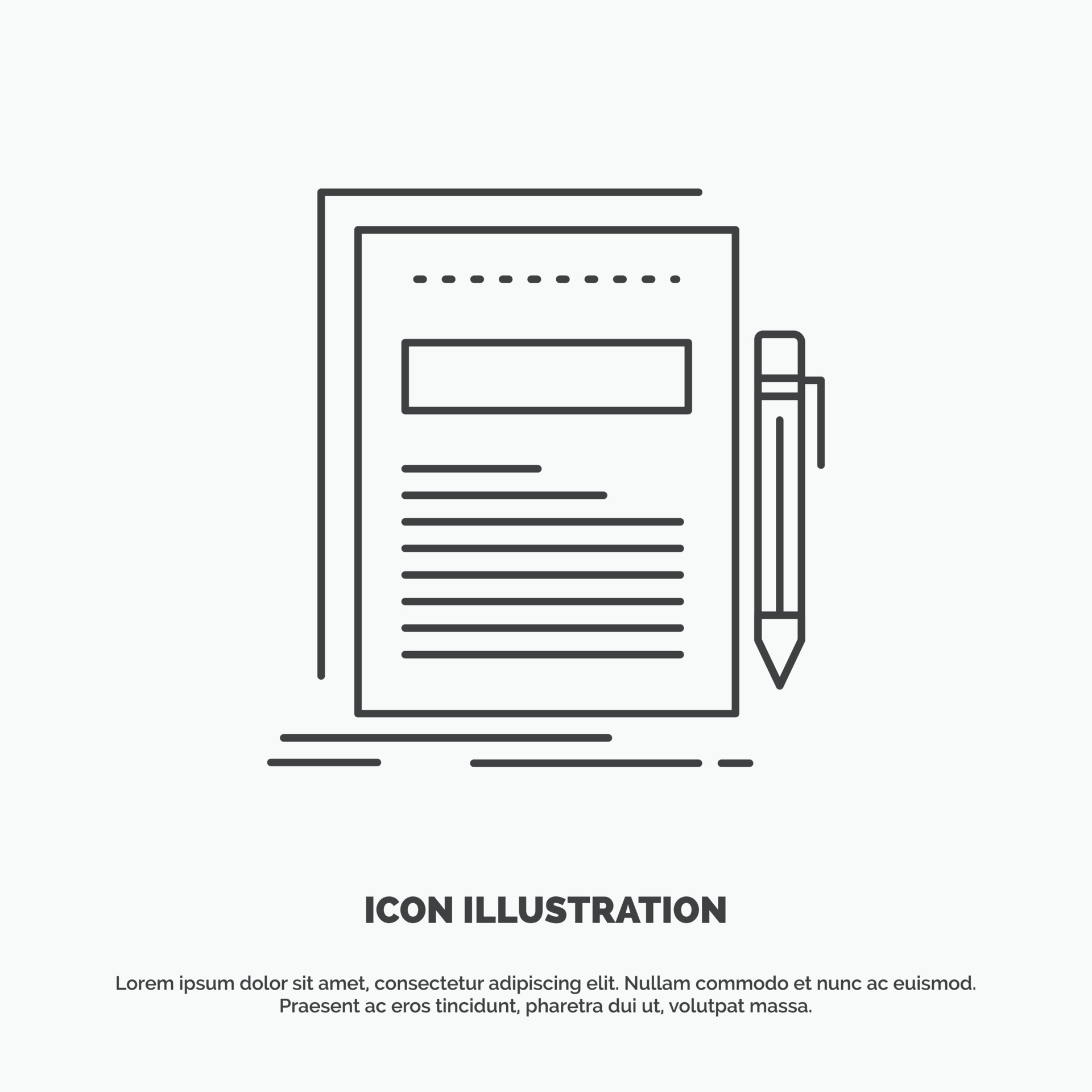 Business Document File Paper Presentation Icon Line Vector Gray