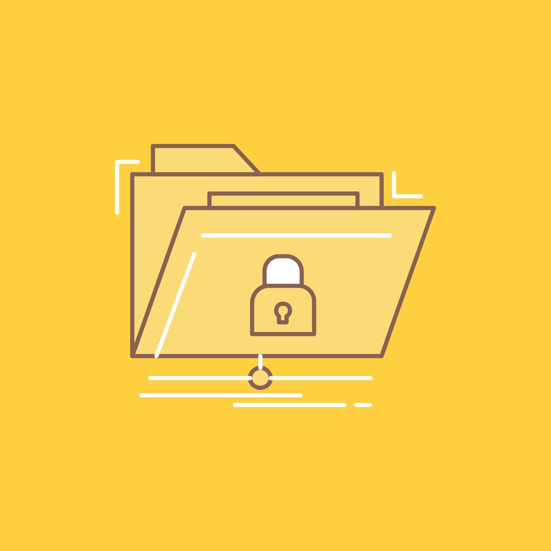 Encryption Files Folder Network Secure Flat Line Filled Icon Beautiful Logo Button Over