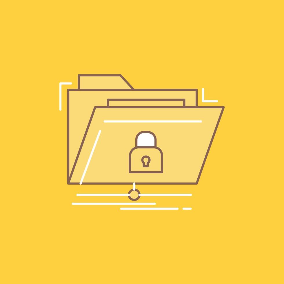 encryption. files. folder. network. secure Flat Line Filled Icon. Beautiful Logo button over ...