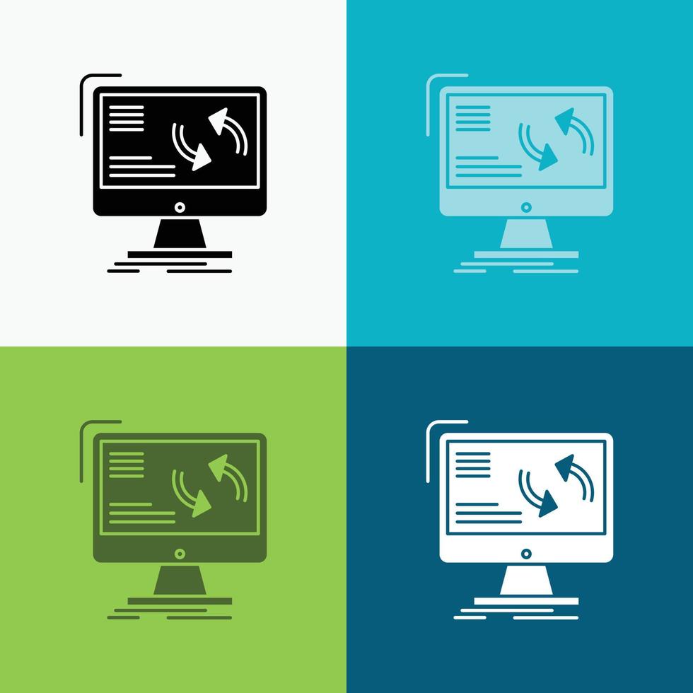 synchronization. sync. information. data. computer Icon Over Various Background. glyph style ...