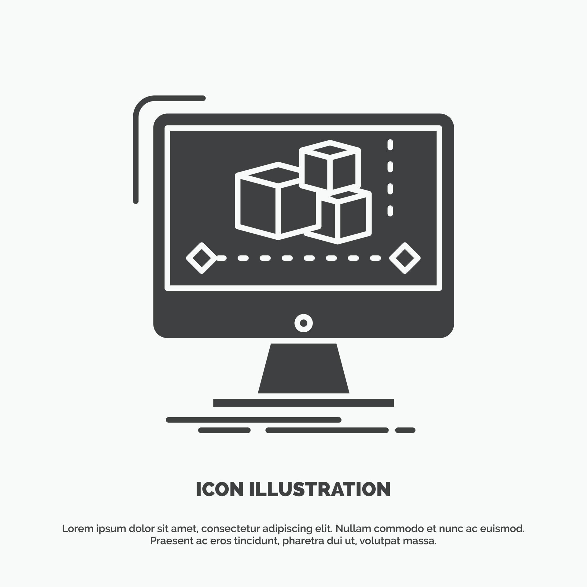 Animation. computer. editor. monitor. software Icon. glyph vector gray symbol for UI and UX ...