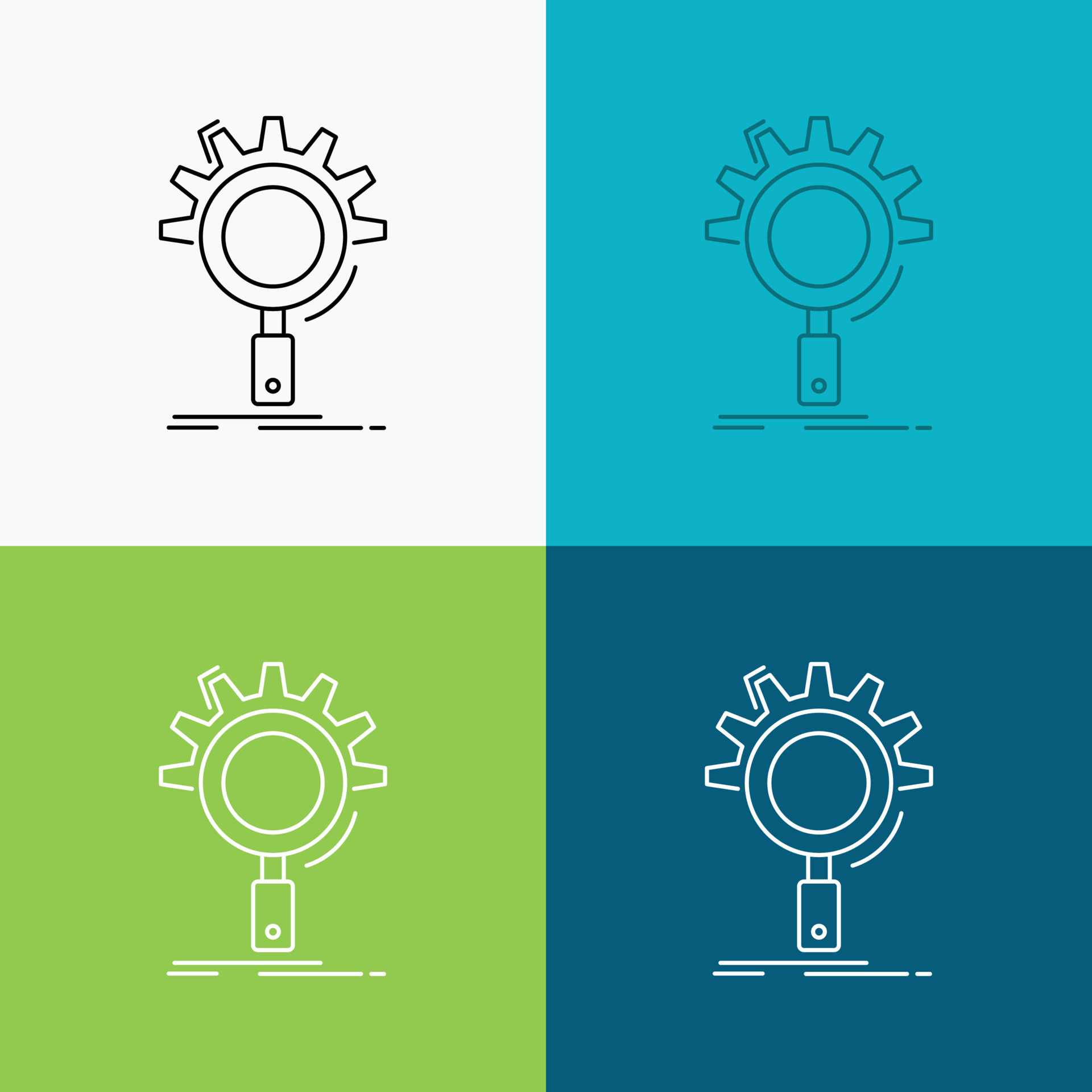 Seo Search Optimization Process Setting Icon Over Various Background Line Style Design