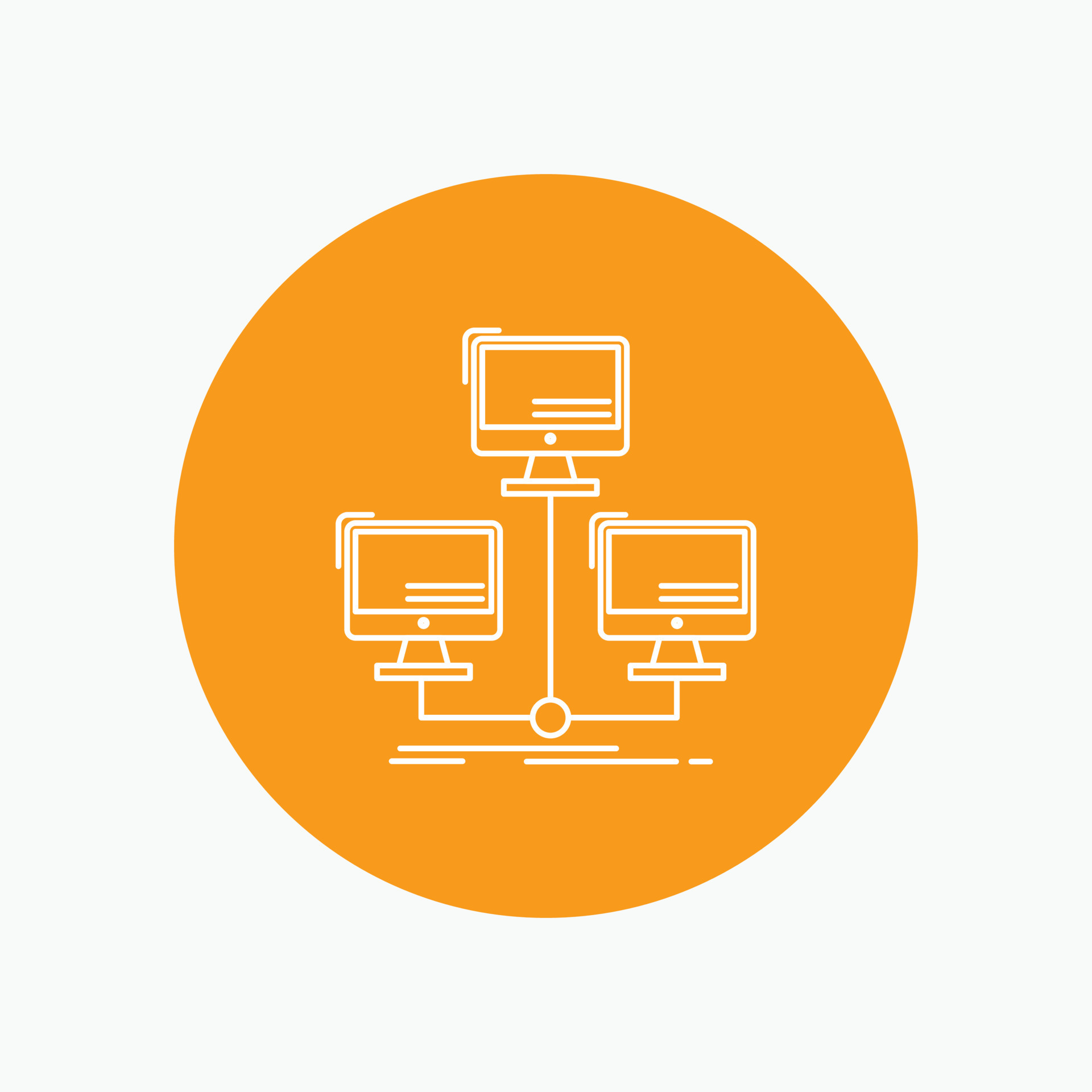 Database Distributed Connection Network Computer White Line Icon In Circle Background