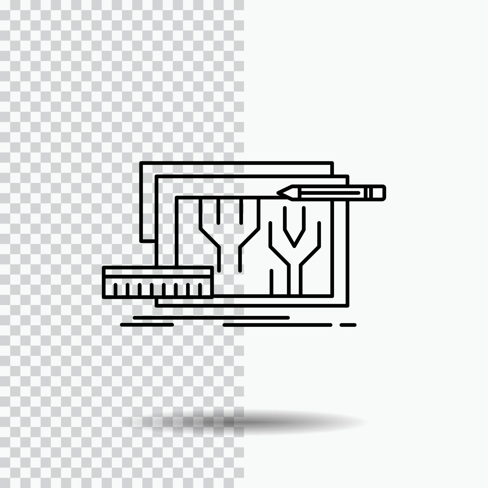 Architecture Blueprint Circuit Design Engineering Line Icon On