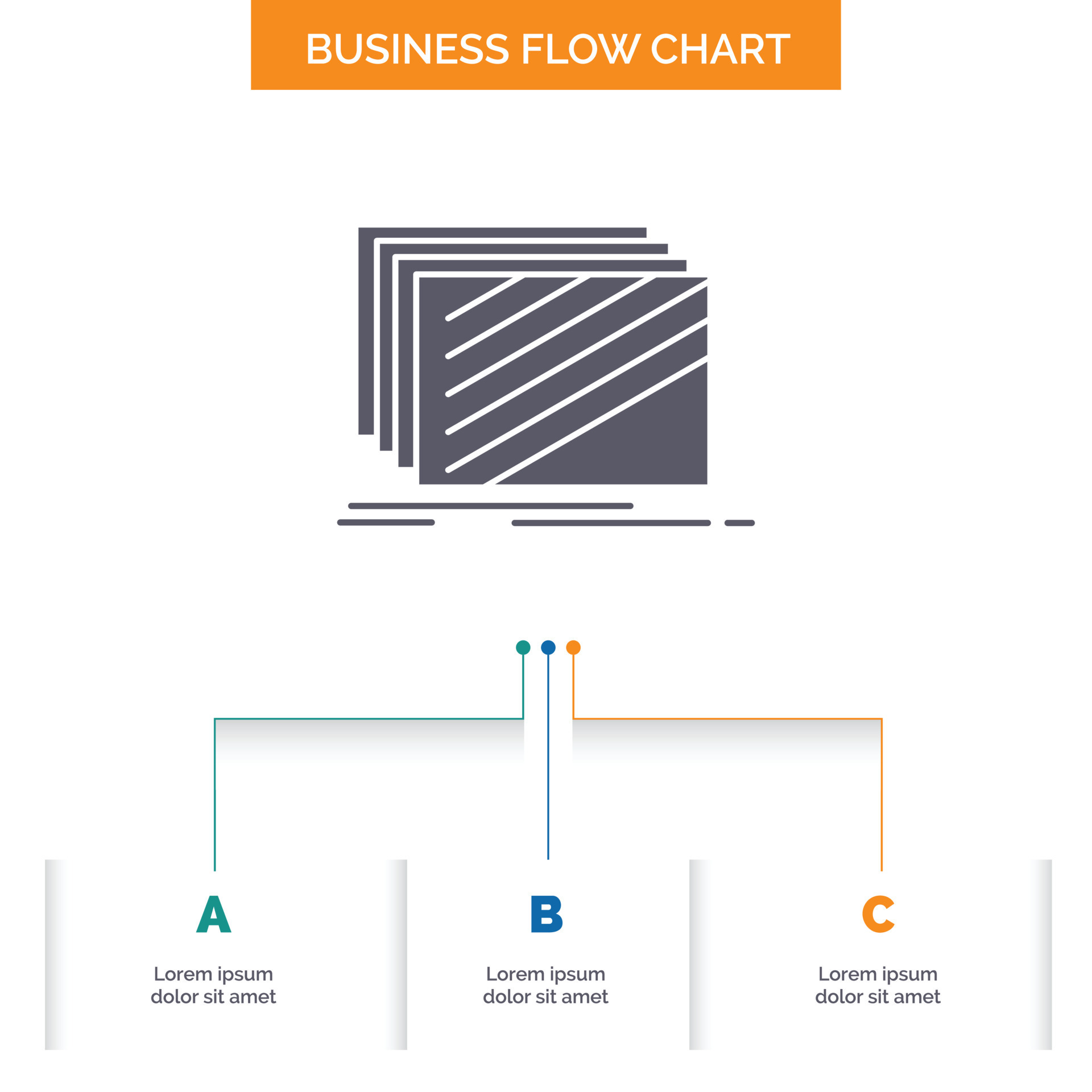 Design Layer Layout Texture Textures Business Flow Chart Design With 3 Steps Glyph Icon For