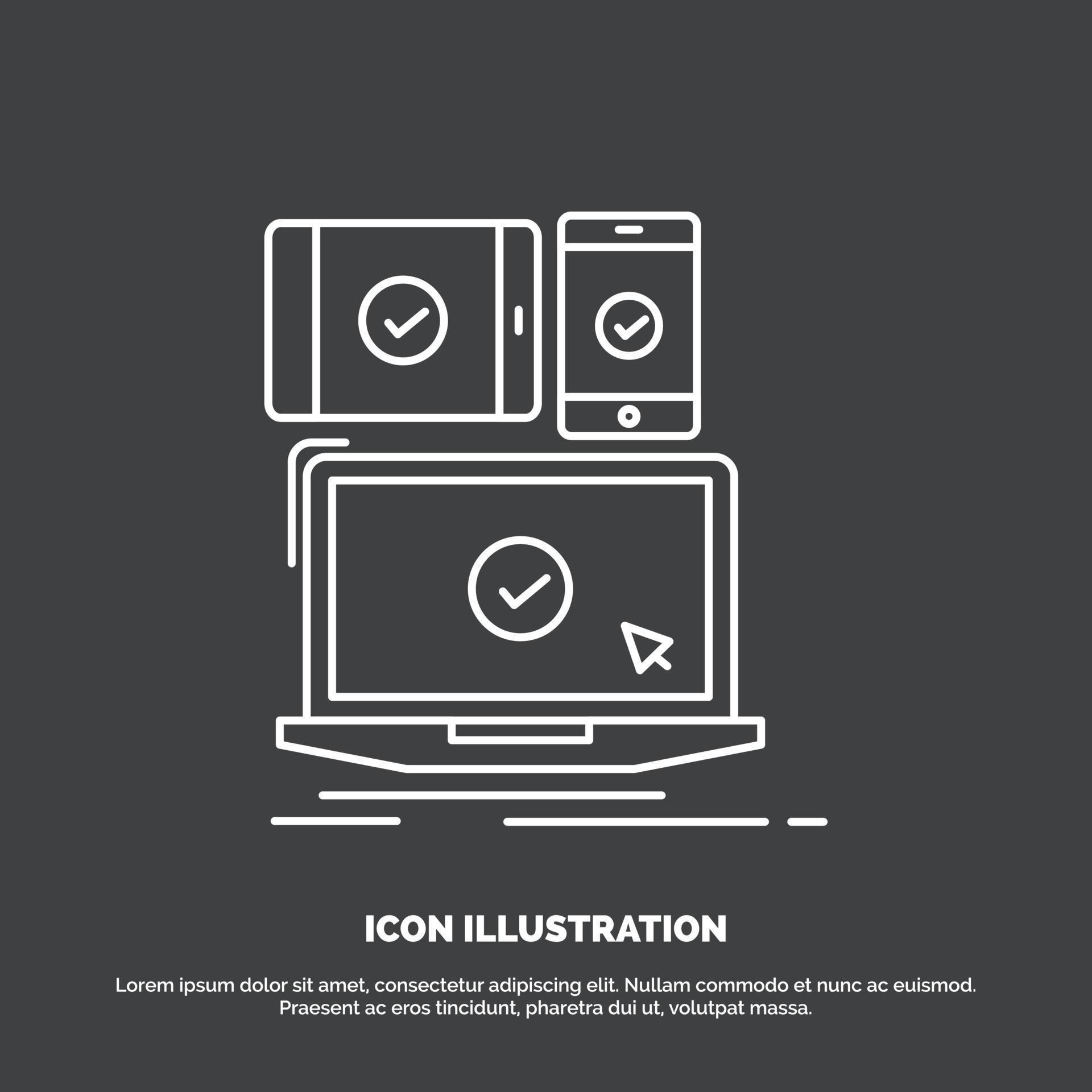 Computer Devices Mobile Responsive Technology Icon Line Vector